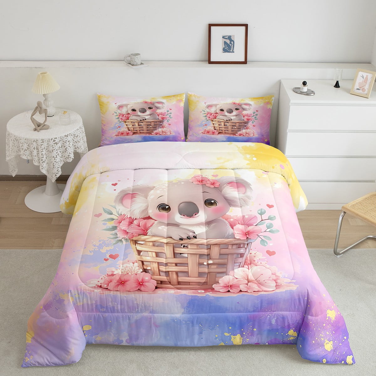 Tropical Koala Comforter Set Full Size Cartoon Wildlife Animal Bedding ...