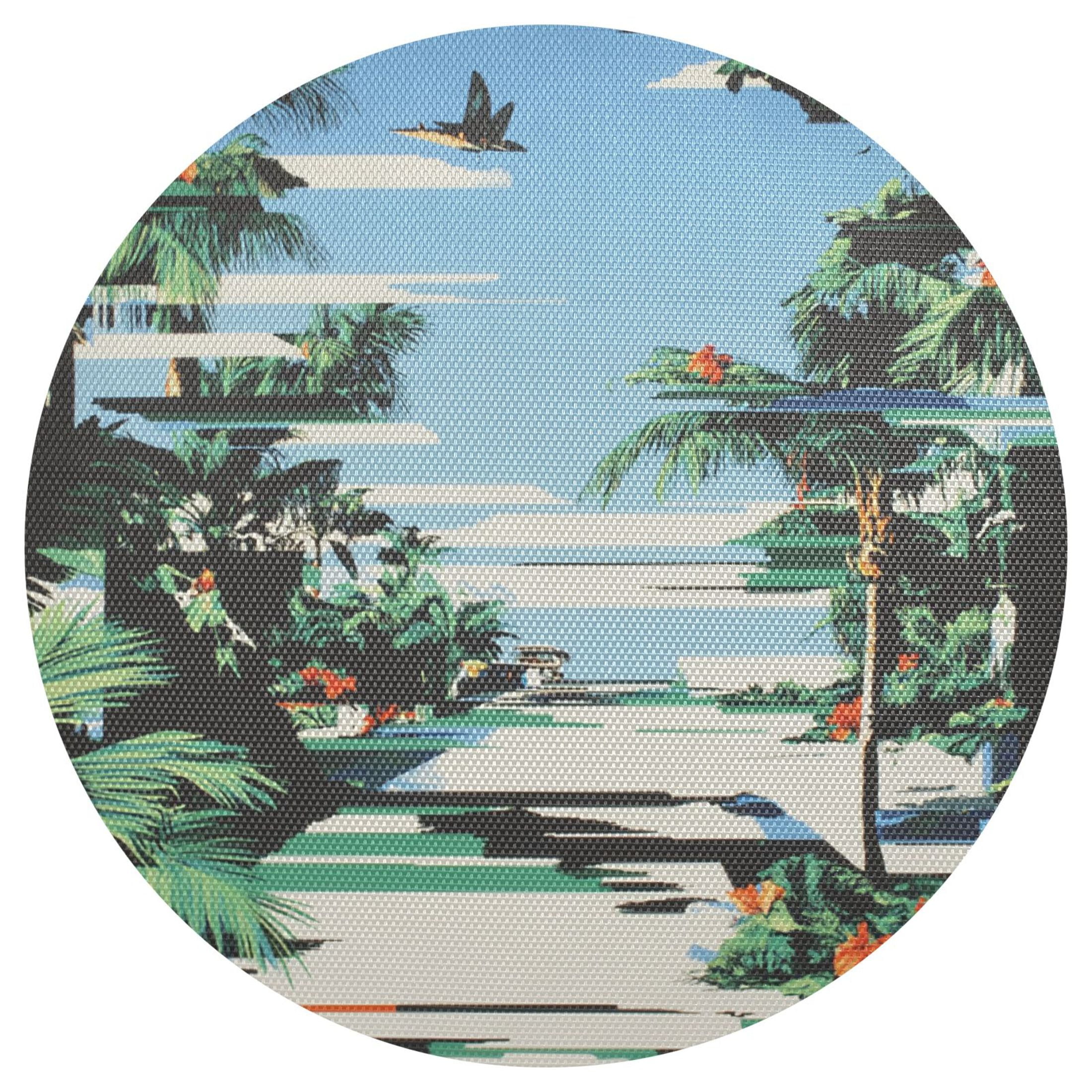 Tropical Landscape Art 15.4in Diameter PVC Plate Mat, Heat-Resistant ...