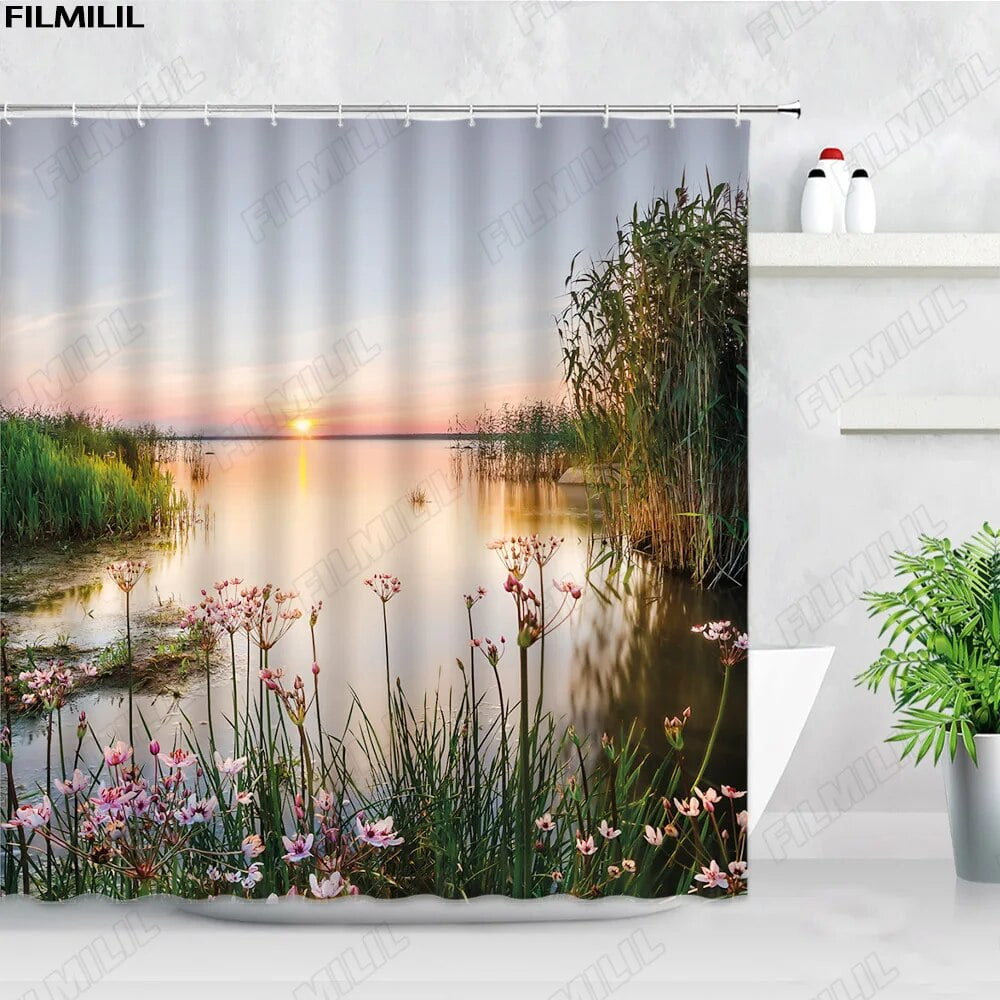 Tropical Landscape Shower Curtain 3d Open Window Ocean Beach Starshell