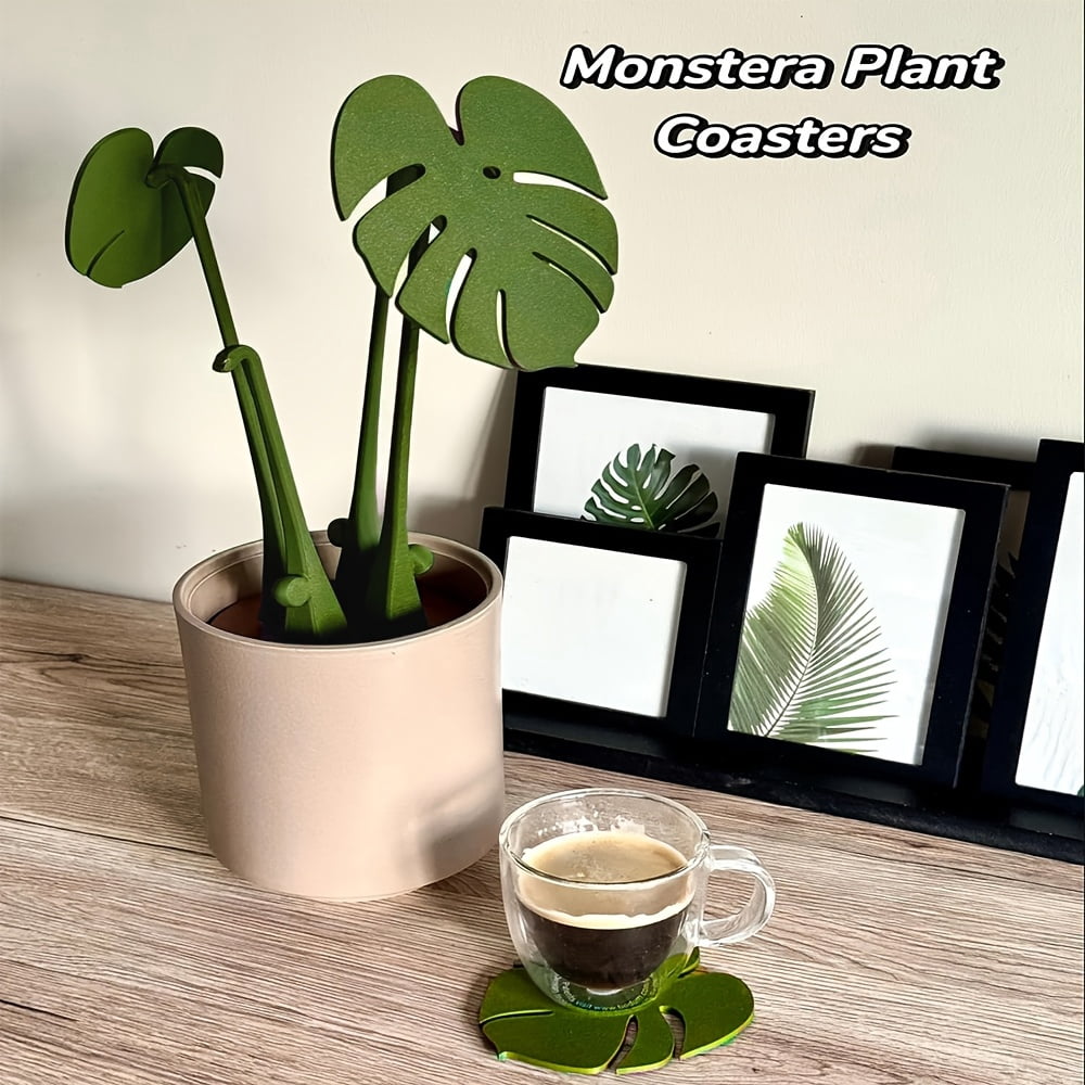 Tropical Leaf Coaster Set, 3D Printed, Creative Green Leaf Coaster ...