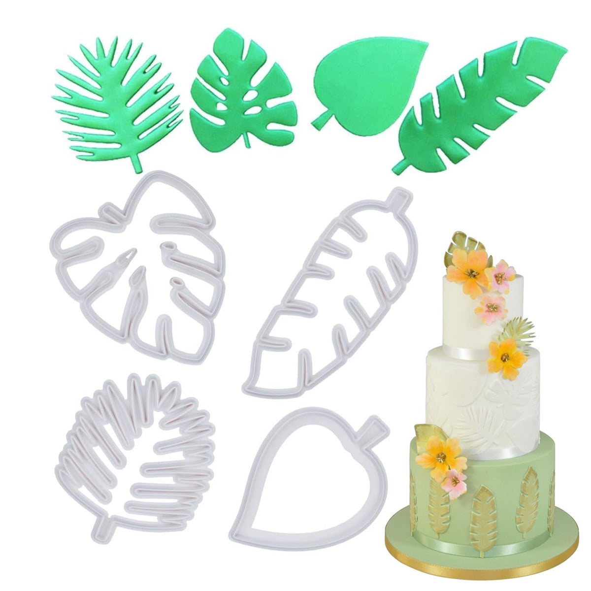 Tropical Leaf Cookie Cutter - Hawaiian Palm Leaves Fondant Cutters Set ...