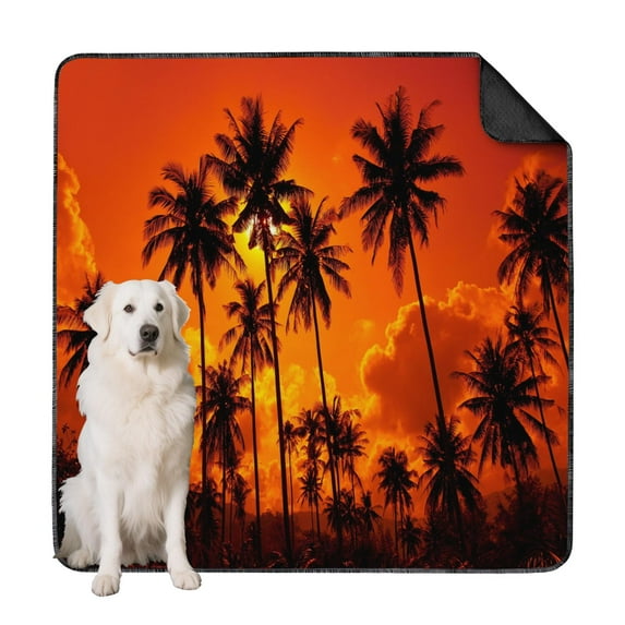 Tropical Leaf Design Dog Potty Pads, 72" x72" Reusable Non-Slip Pee Pad ...