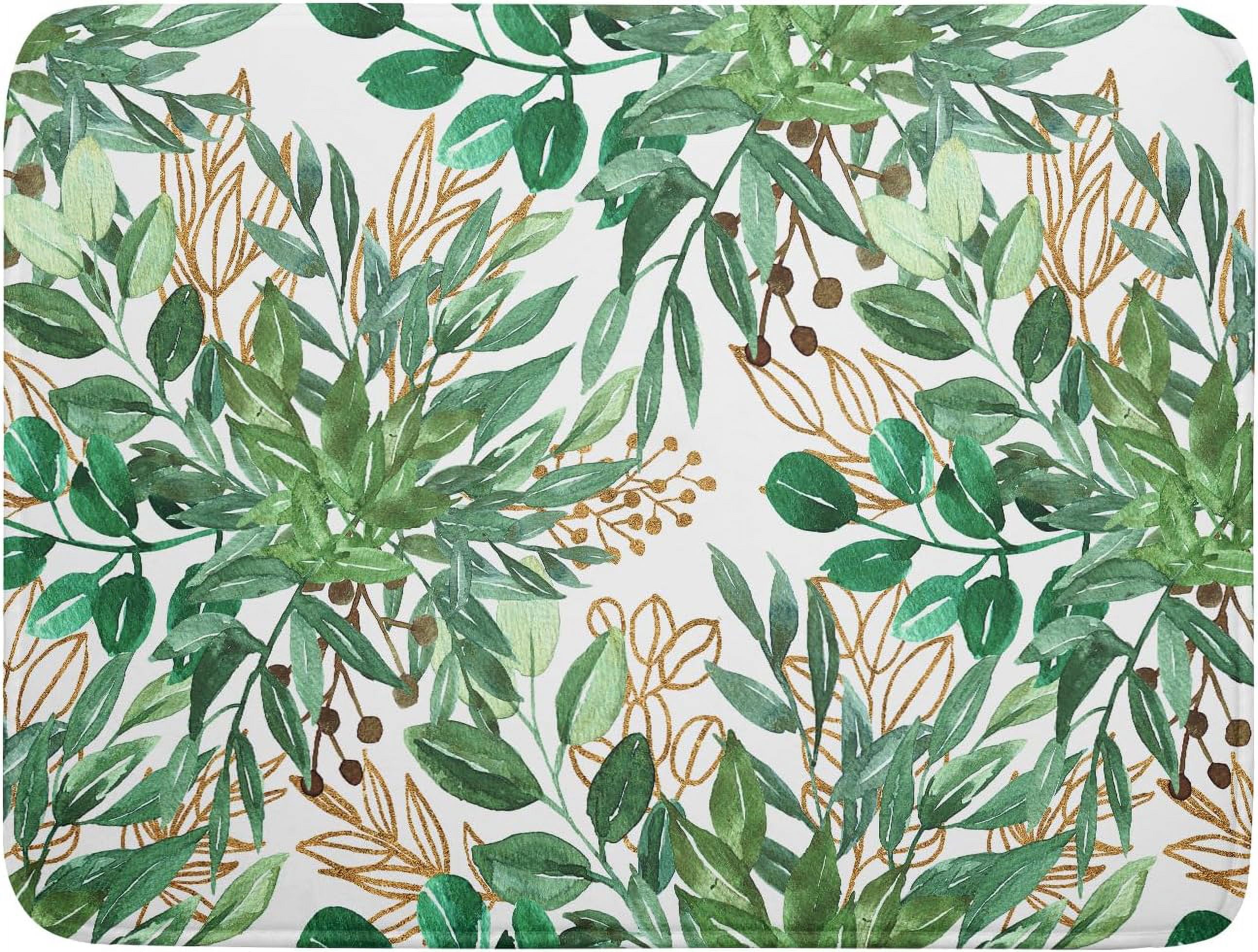 Tropical Leaf Dish Drying Mats - Green Gold Brown Leaves Dish Drainer ...