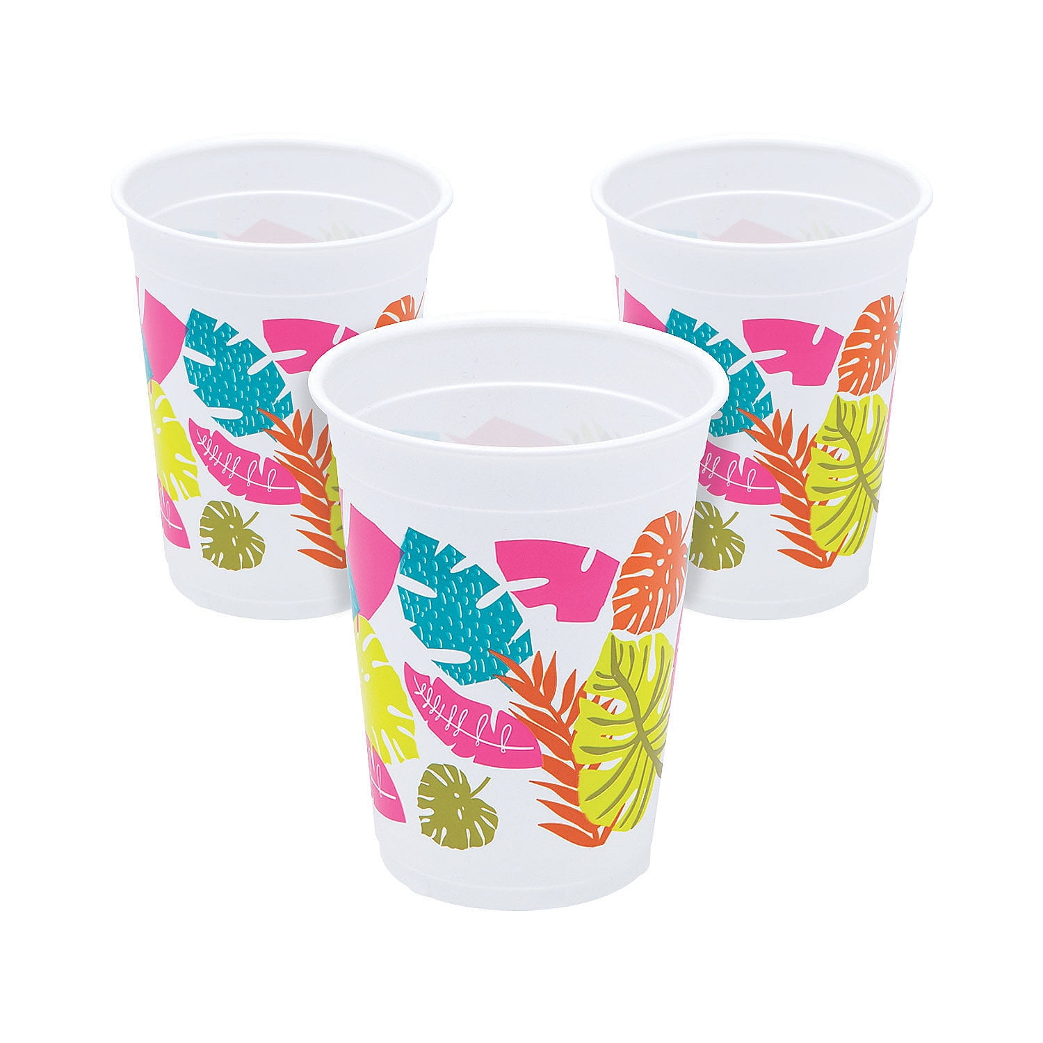Tropical Leaf Disposable Plastic Cups - Party Supplies - 25 Pieces ...