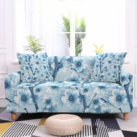 Tropical Leaf Flower Pattern Sofa Cover Elastic Dustproof and Wrinkle ...