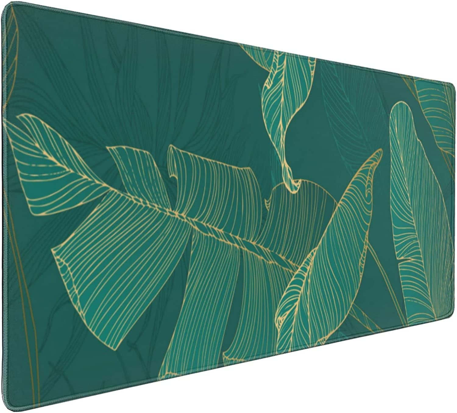 Tropical Leaf Mouse Pad 35.4 X 15.7 Inch XXL Green Gold Banana Leaf ...