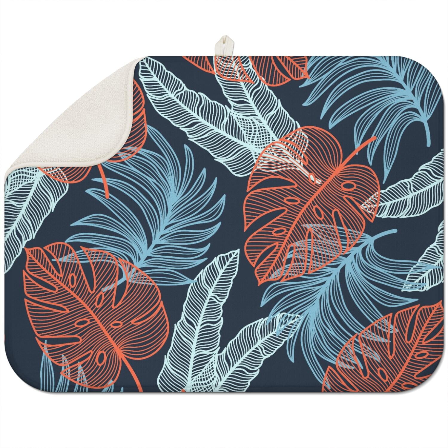 Tropical Leaf Pattern Dish Drying Mat – Hawaiian Palm Inspired Jungle ...