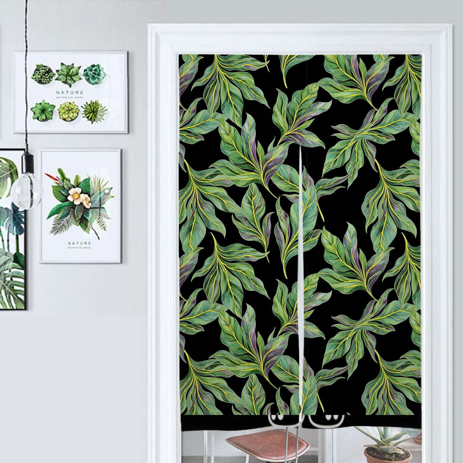 Tropical Leaf Pattern Door Curtain Nordic Living Room DoorCurtain Porch ...