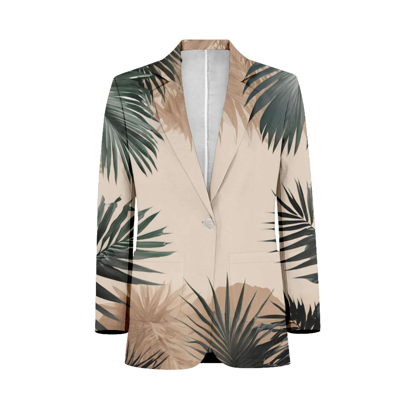 Tropical Leaf Print Art Mens Suits Shawl Collar Slim Fit Suit Mens ...