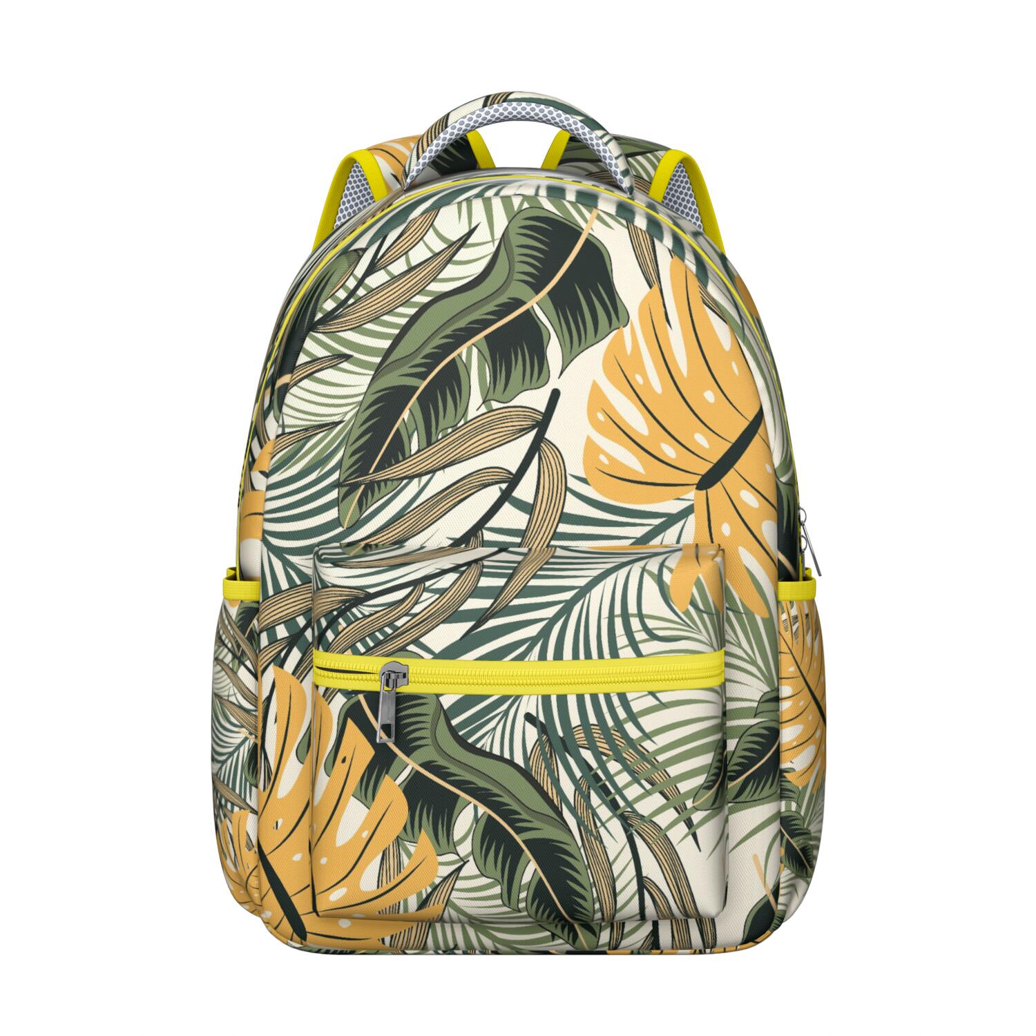 Tropical Leaf School Backpack Hawaiian Floral Travel Bag with Palm ...