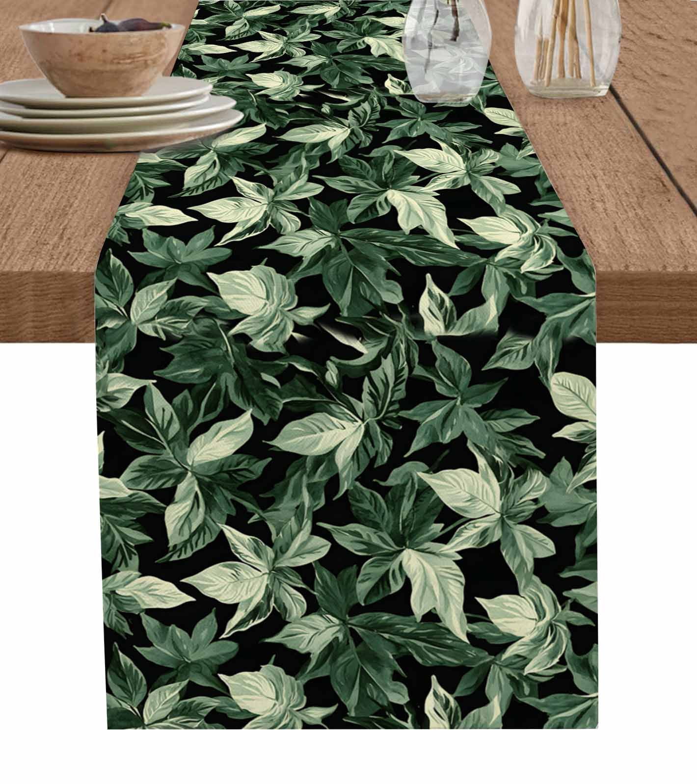 Tropical Leaf Table Runner 60 Inches, Summer Palm Tree Branch Nature ...