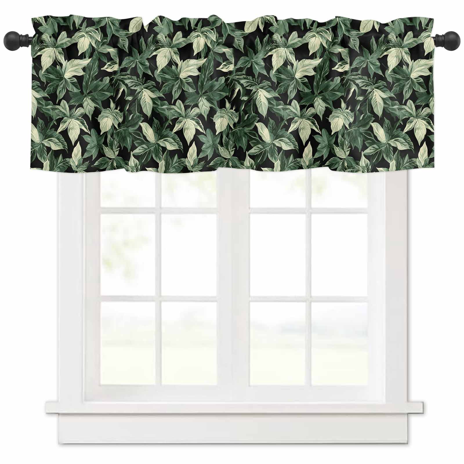 Tropical Leaf Valances for Windows Farmhouse Kitchen Curtains Valances ...