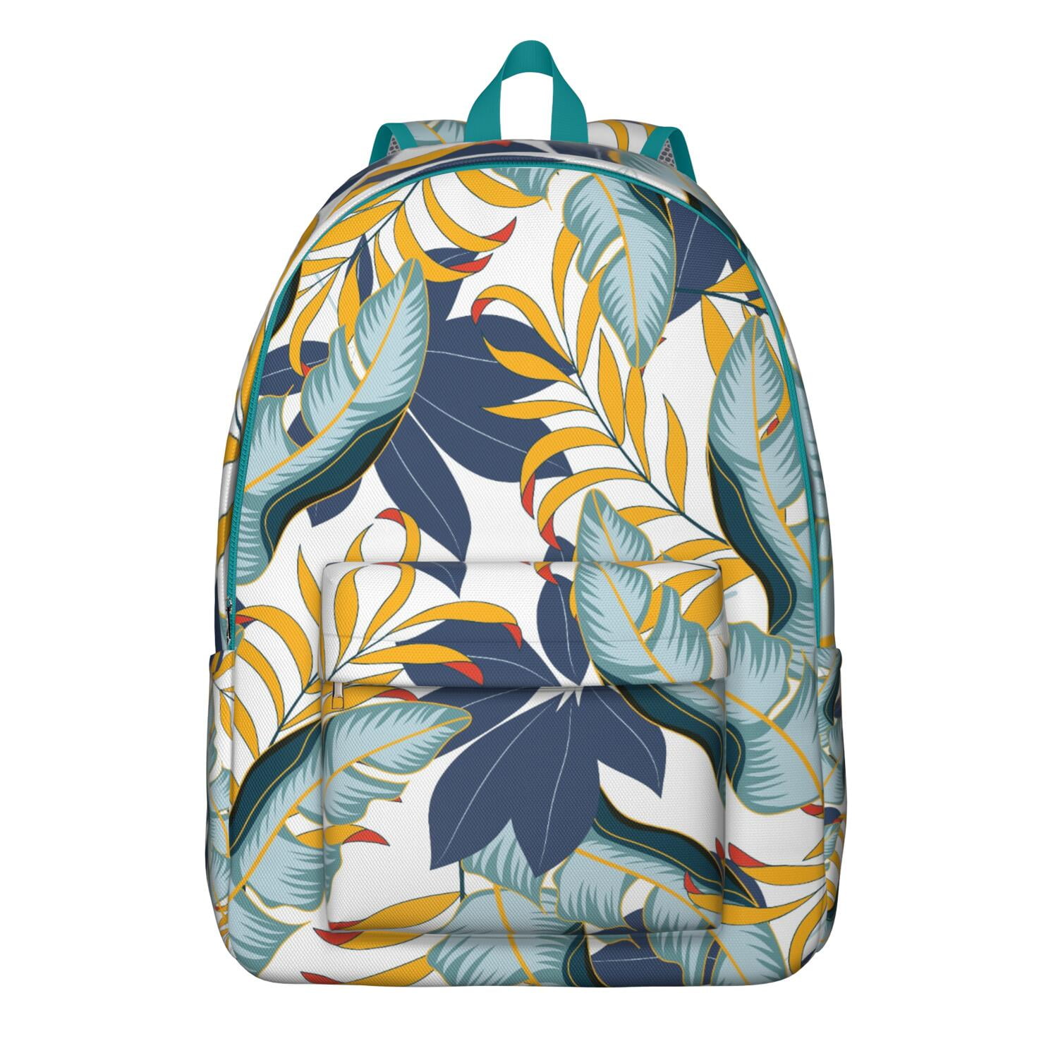 Tropical Leafy Backpack, Hawaiian Palm Inspired School Bag with Jungle ...