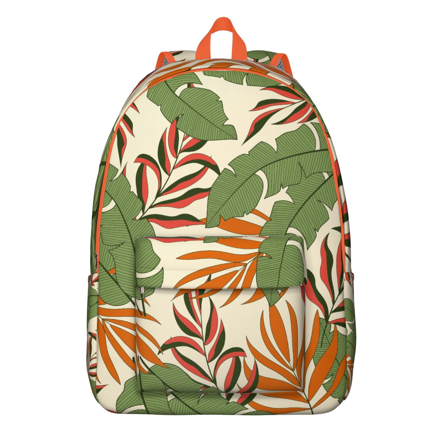 Tropical Leafy Backpack, Hawaiian Palm Inspired School Bag with Jungle ...