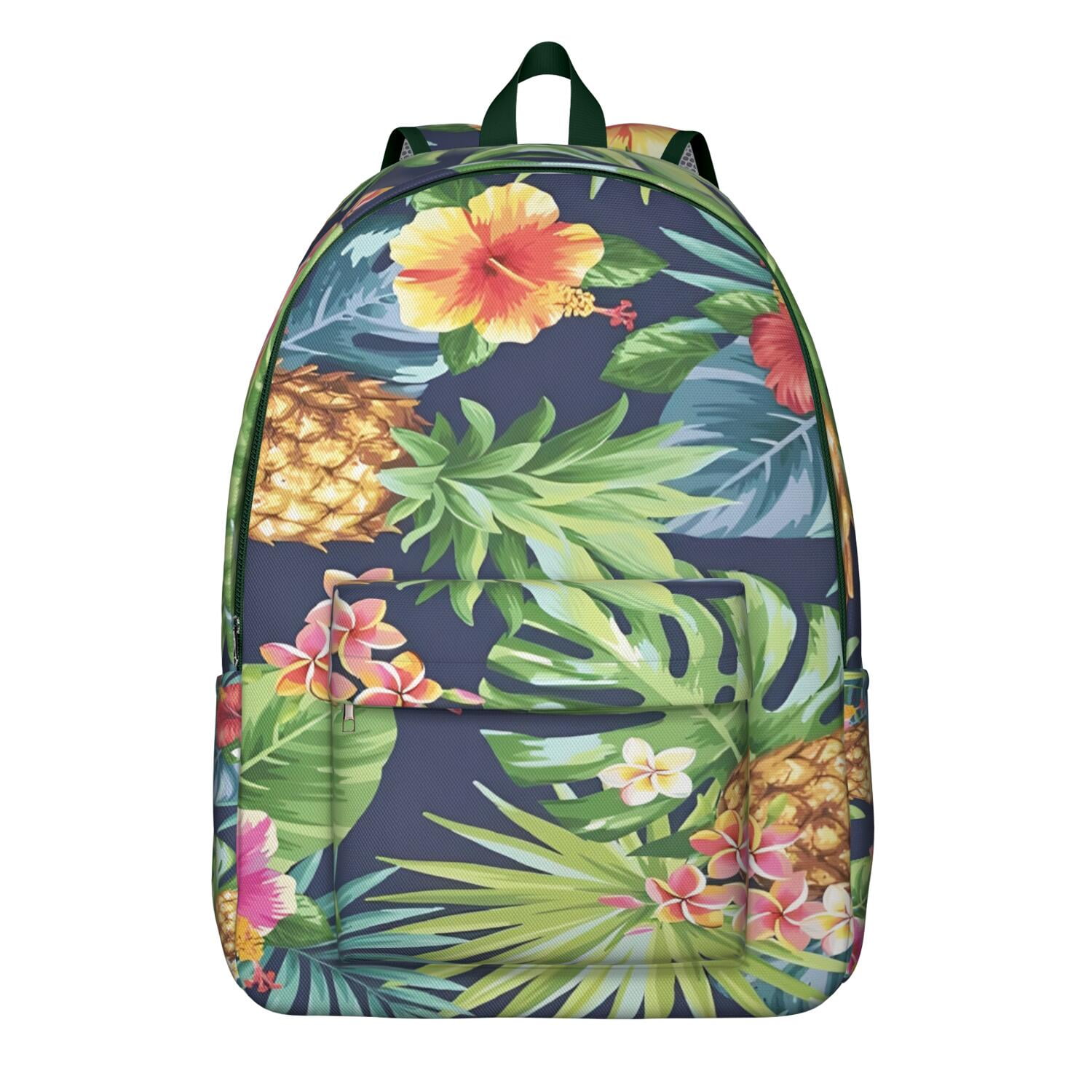 Tropical Leafy Backpack, Hawaiian Palm Inspired School Bag with Jungle ...