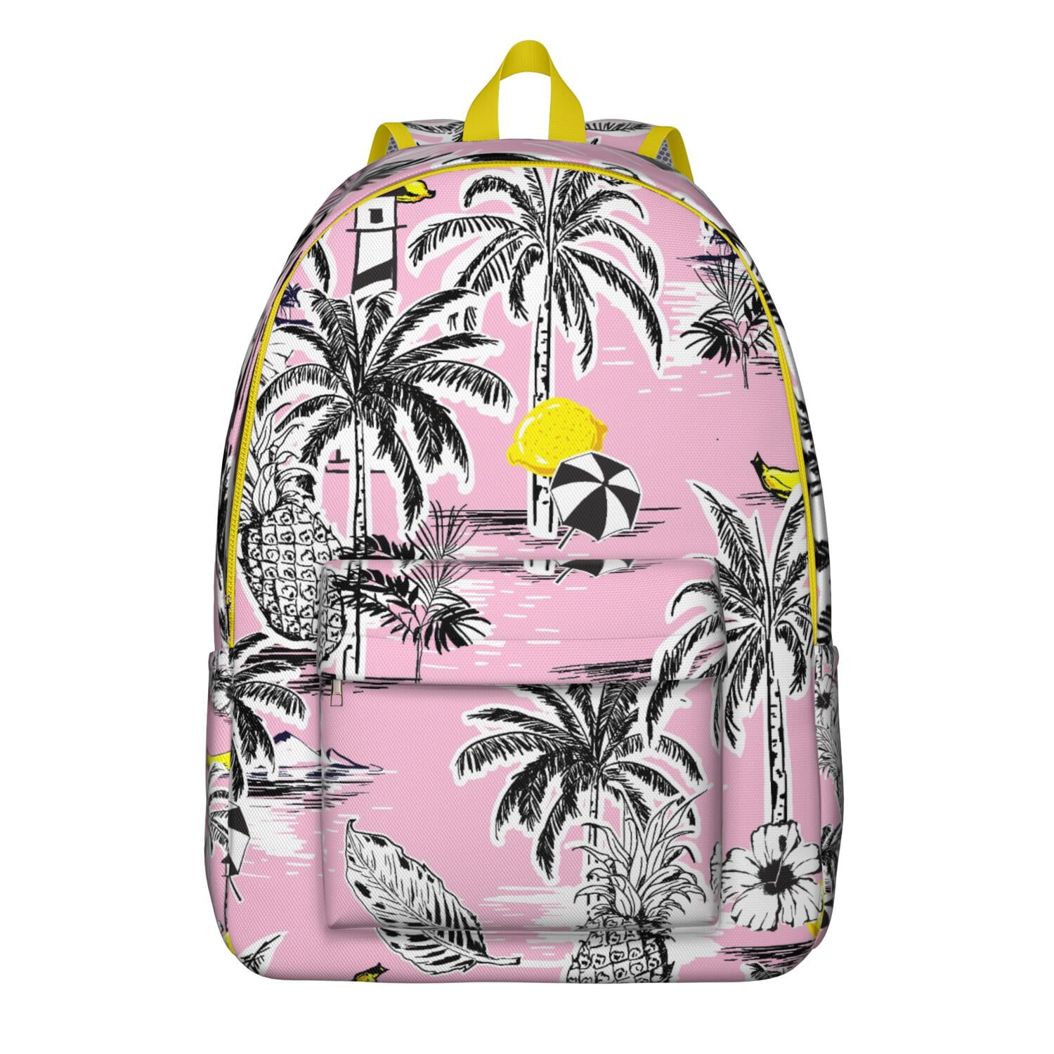Tropical Leafy Jungle Leaves Backpack, Hawaiian Palm Inspired School ...