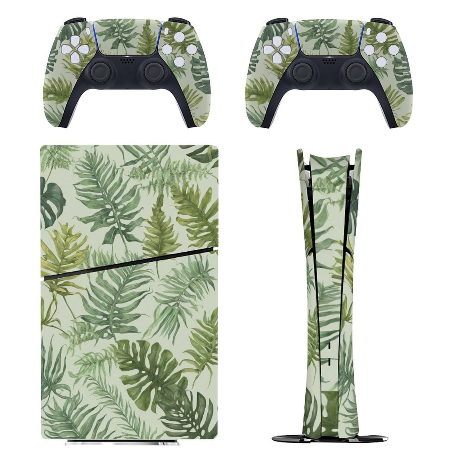 Tropical Leaves And Ferns Console Skin Bundle for PS5 Pro Slim Disc ...