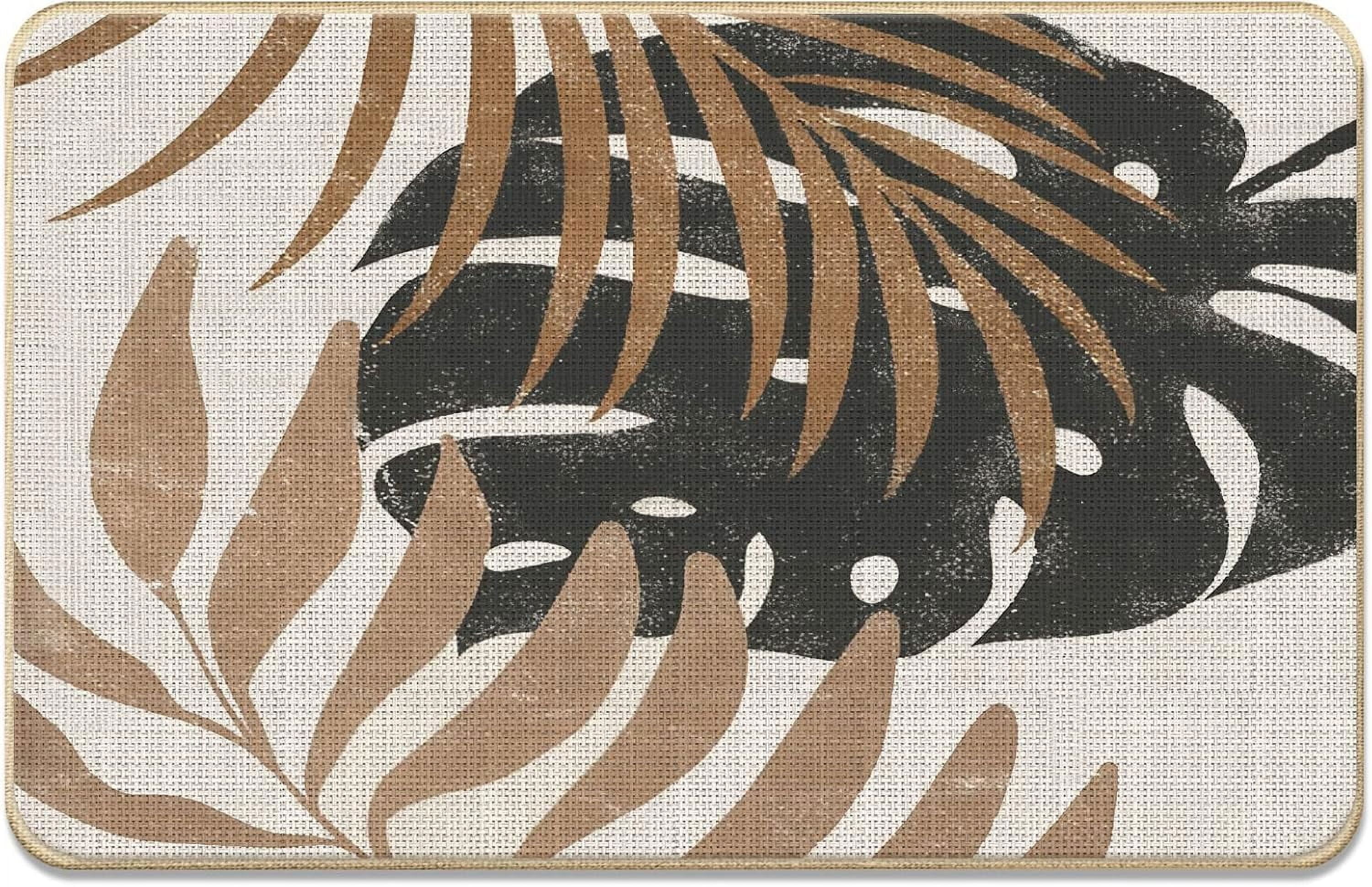 Tropical Leaves Boho Doormat Minimalist Art Design, 17x30 Inch ...