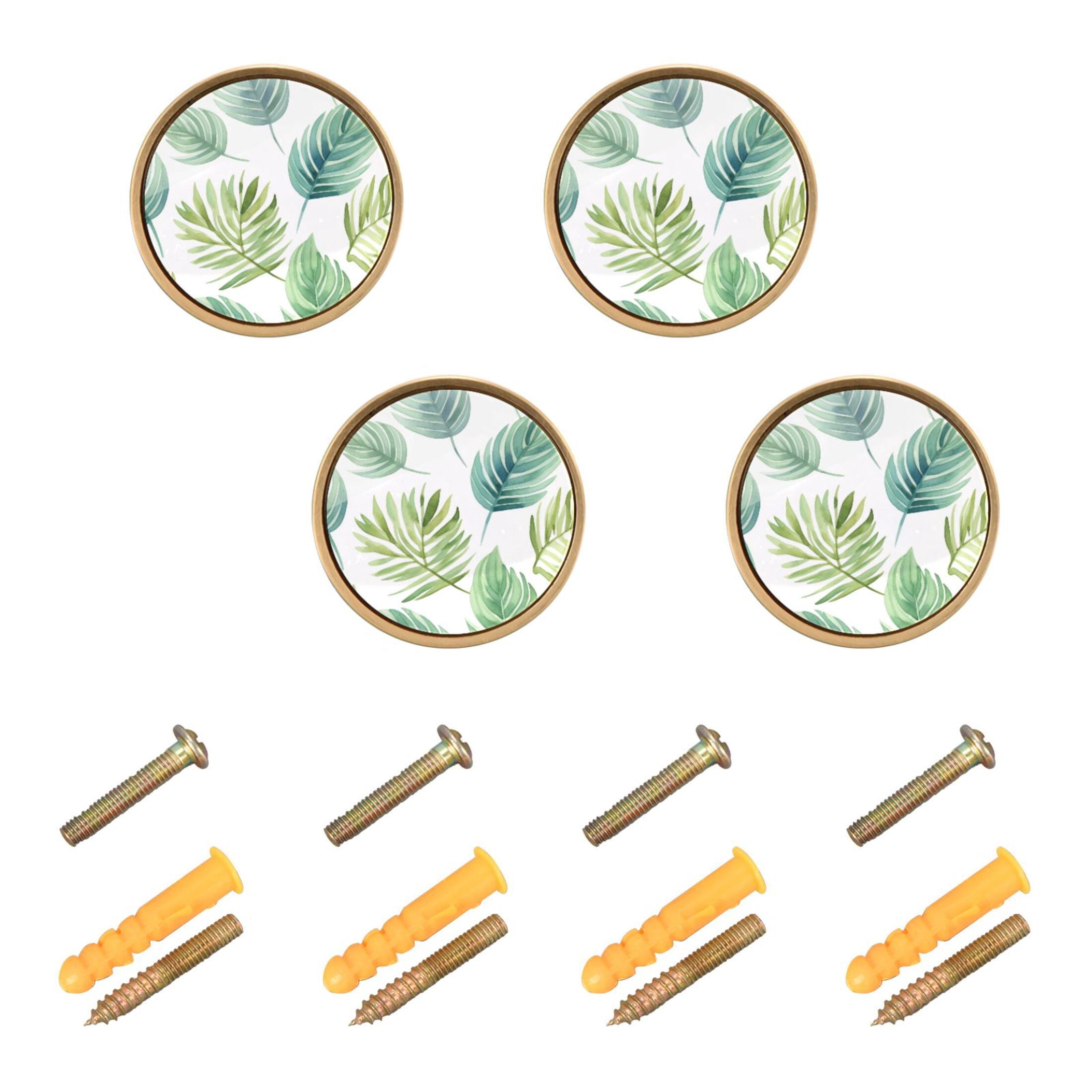 Tropical Leaves Cabinet Knobs Kitchen Drawers Knobs Door Round Pulls ...