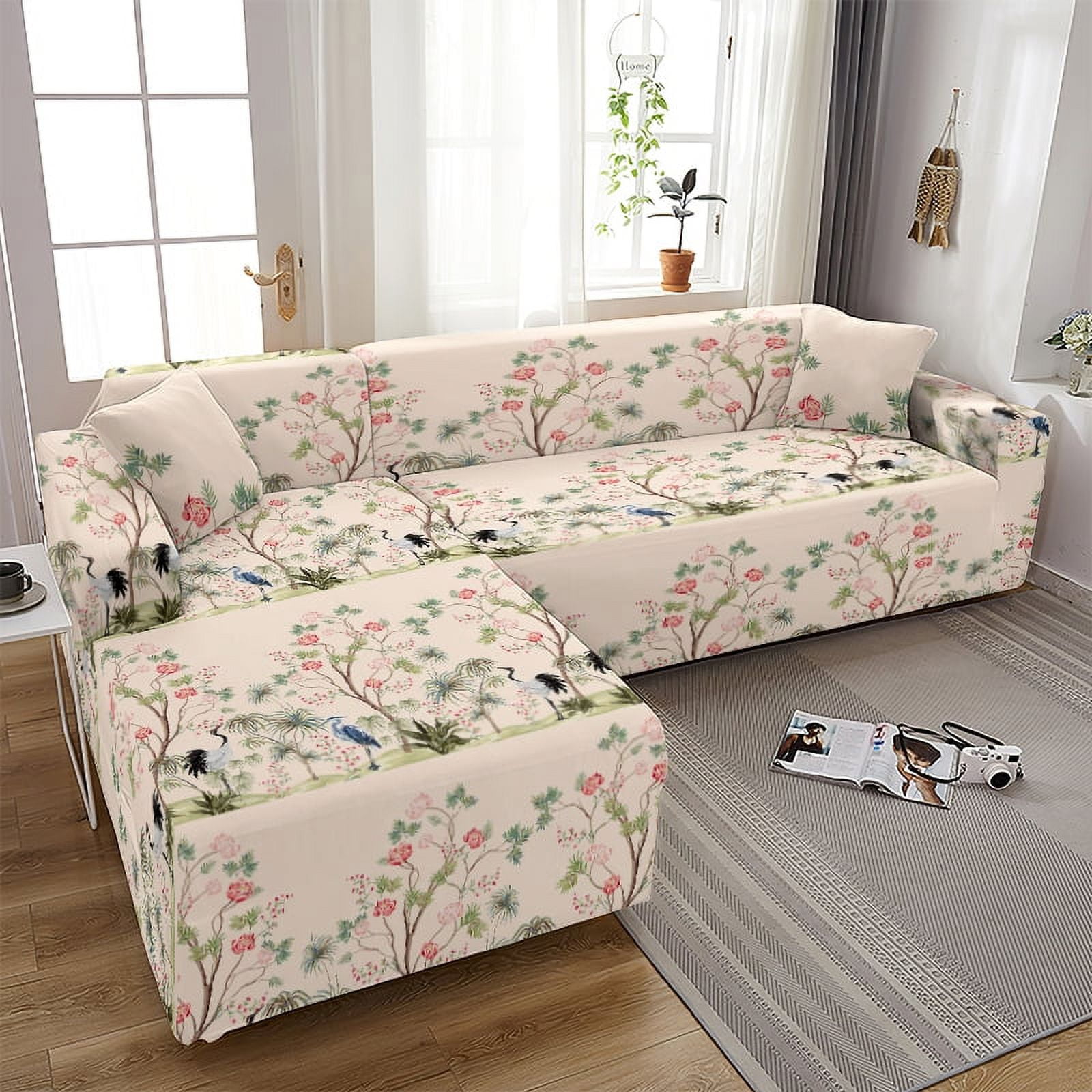 Tropical Leaves Couch Cover Sofa Bed Cover Peacock Flower Sofa Covers ...