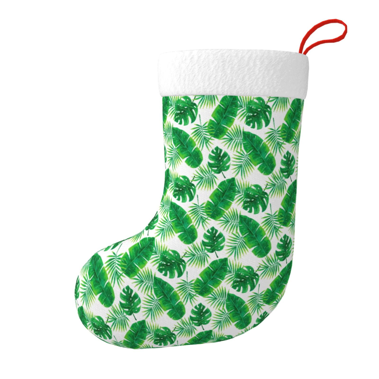 Tropical Leaves Green Pattern Christmas Stockings 18 Ince ,Gifts ...