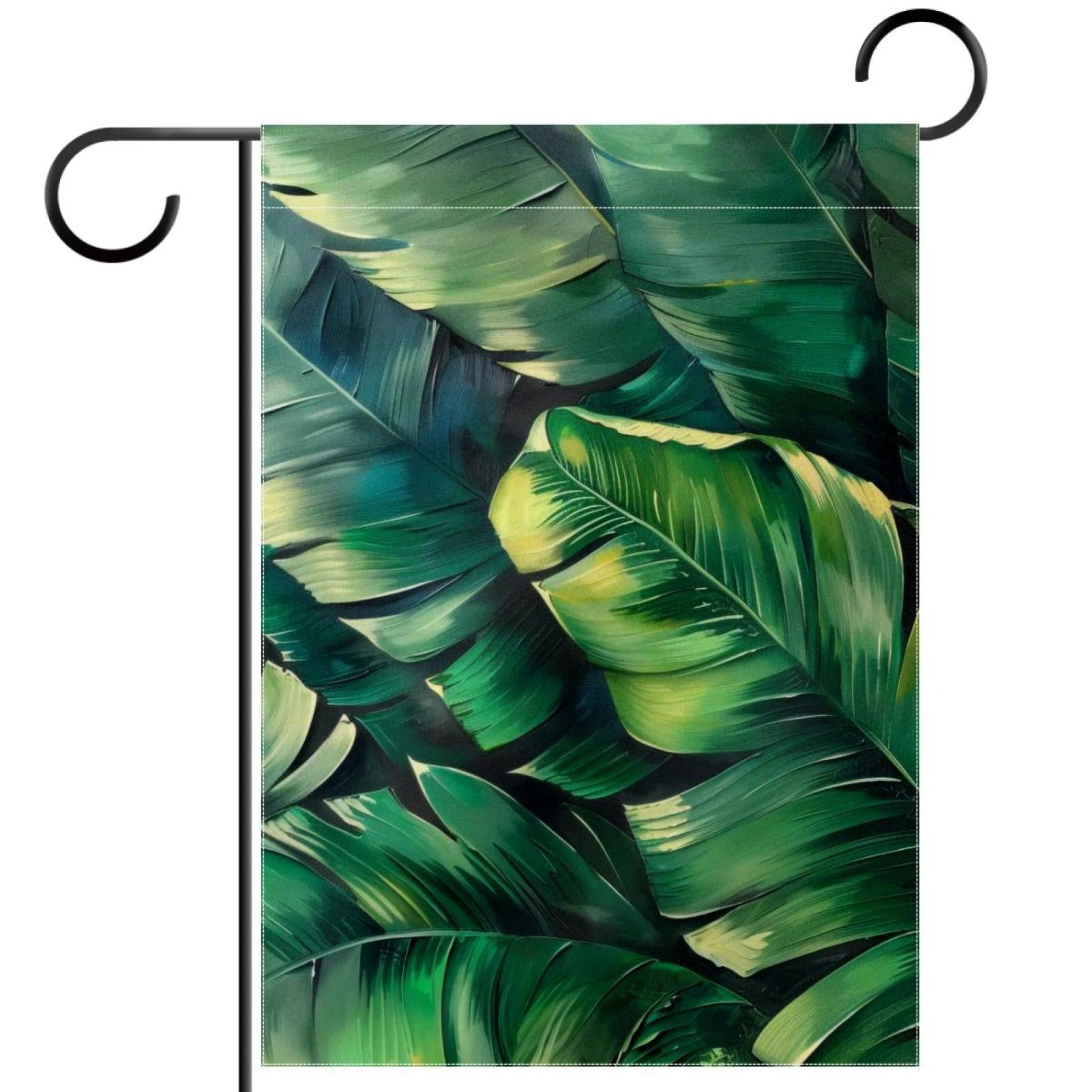 Tropical Leaves Green Pattern Welcome Garden Flags, 12 x 18 Inch Double ...