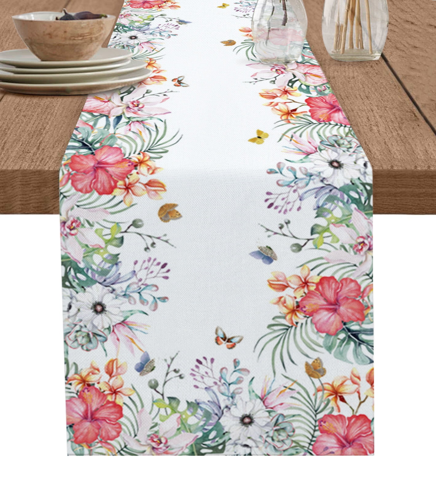 Tropical Leaves Green Table Runner Party Wedding Centerpieces for ...
