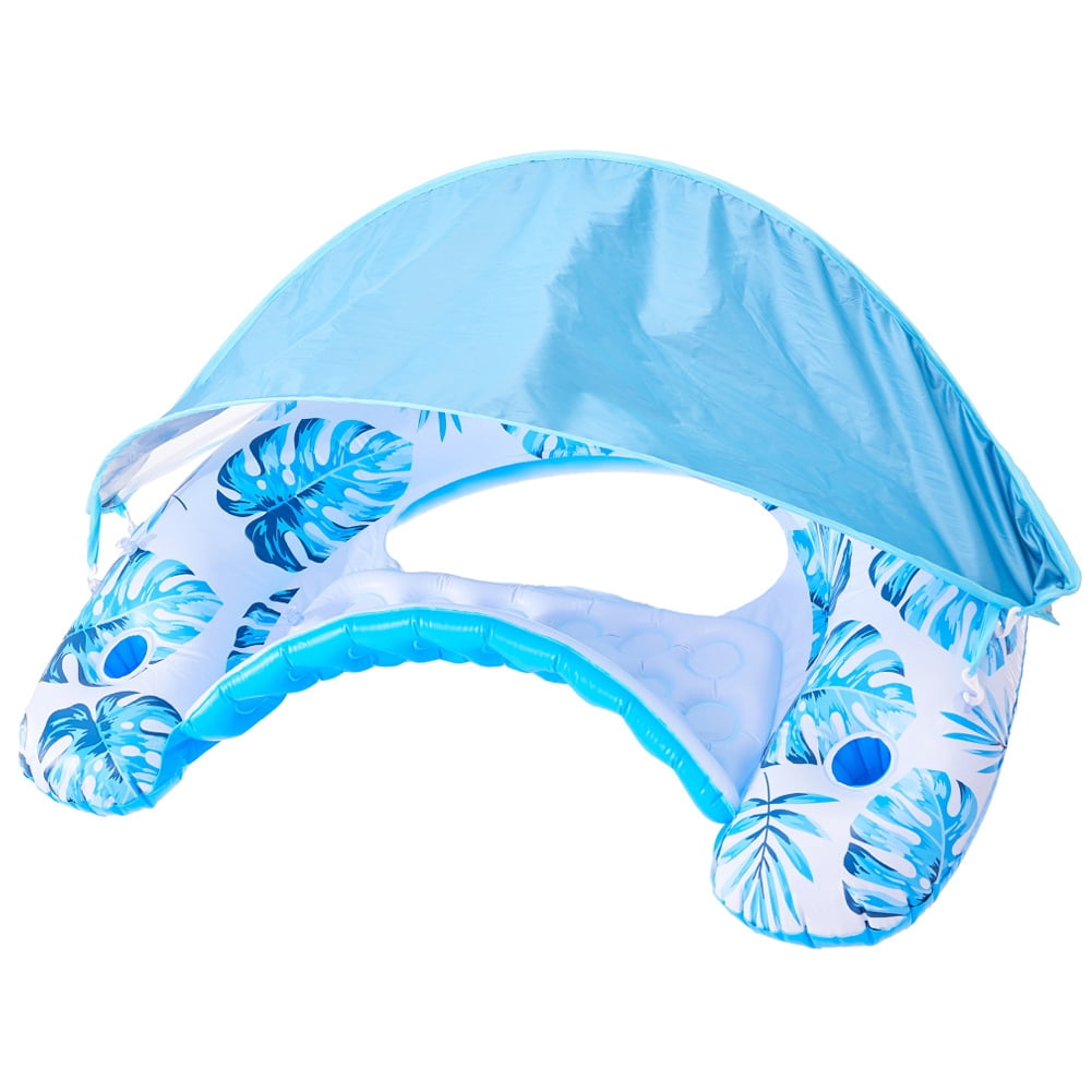 Tropical Leaves Inflatable Pool Float with Canopy Pool Lounger Pool ...