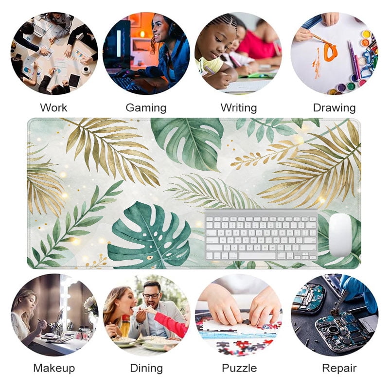 Tropical Leaves Mouse Pad 31.5 x 11.82 Inches Rubber Desk Mat with ...
