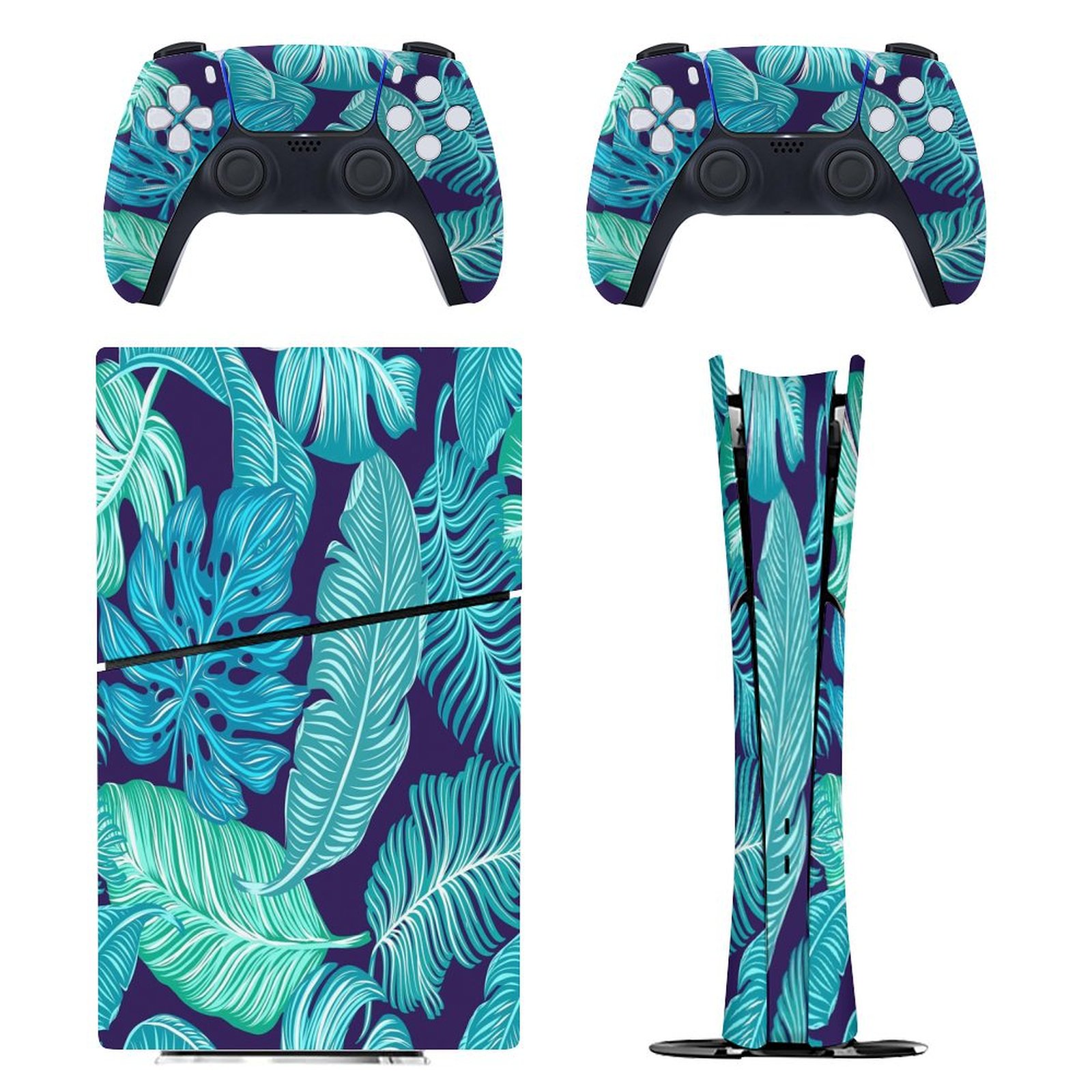 Tropical, Leaves, Peacock Blue PS5/PS5 Slim Digital Disc Skin Sticker ...