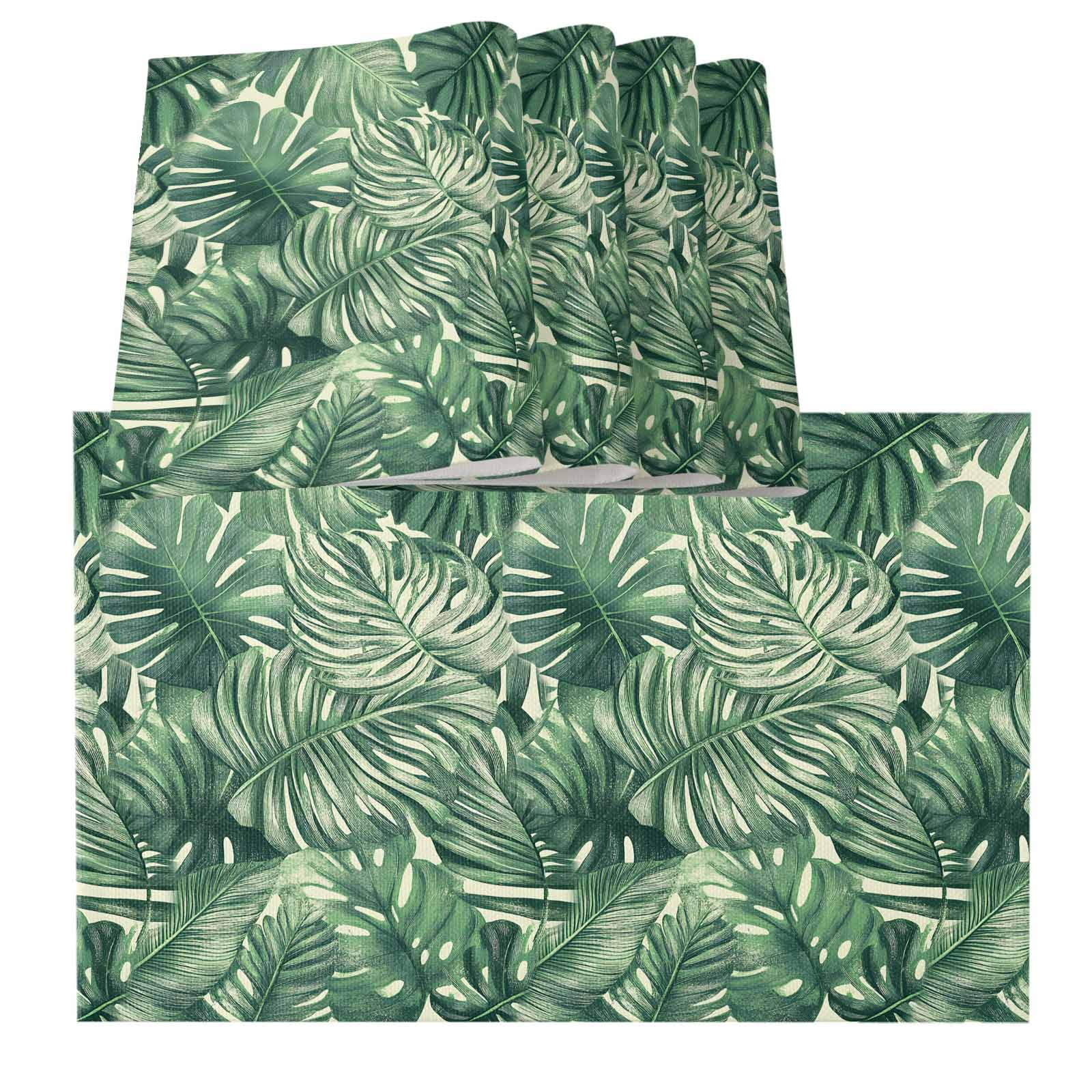 Tropical Leaves Placemats for Dinning Table Set of 4, Summer Nature ...