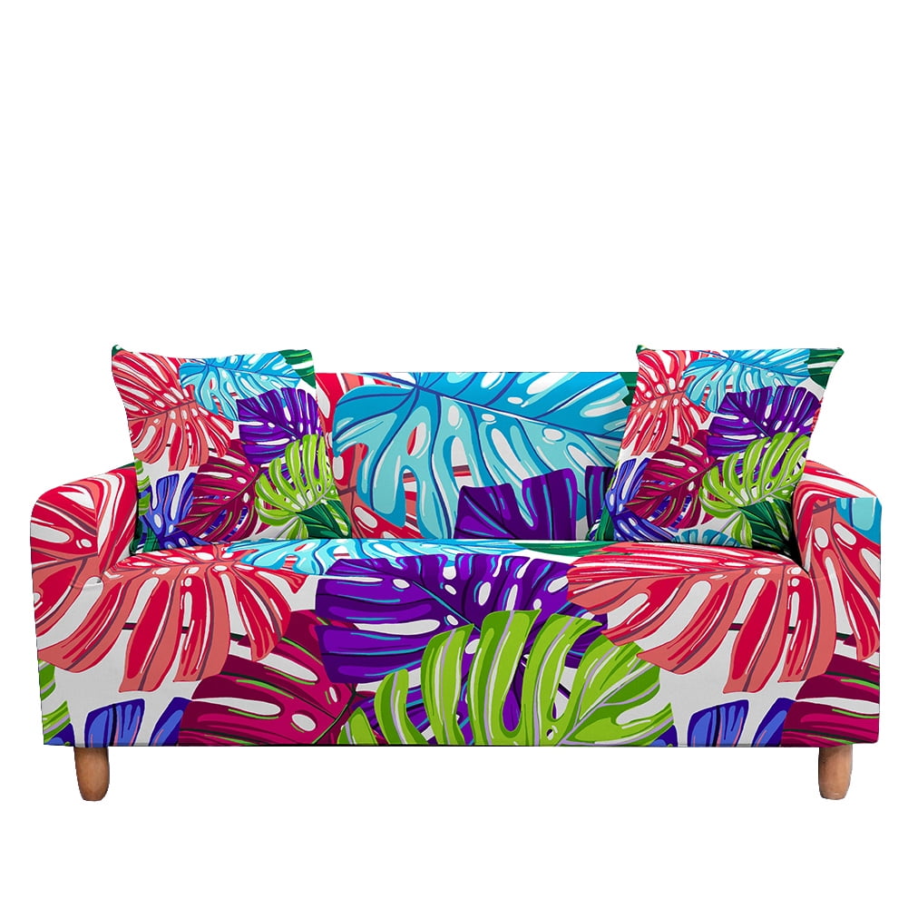 Tropical Leaves Printing Elastic Sofa Covers for Living Room L Shaped ...