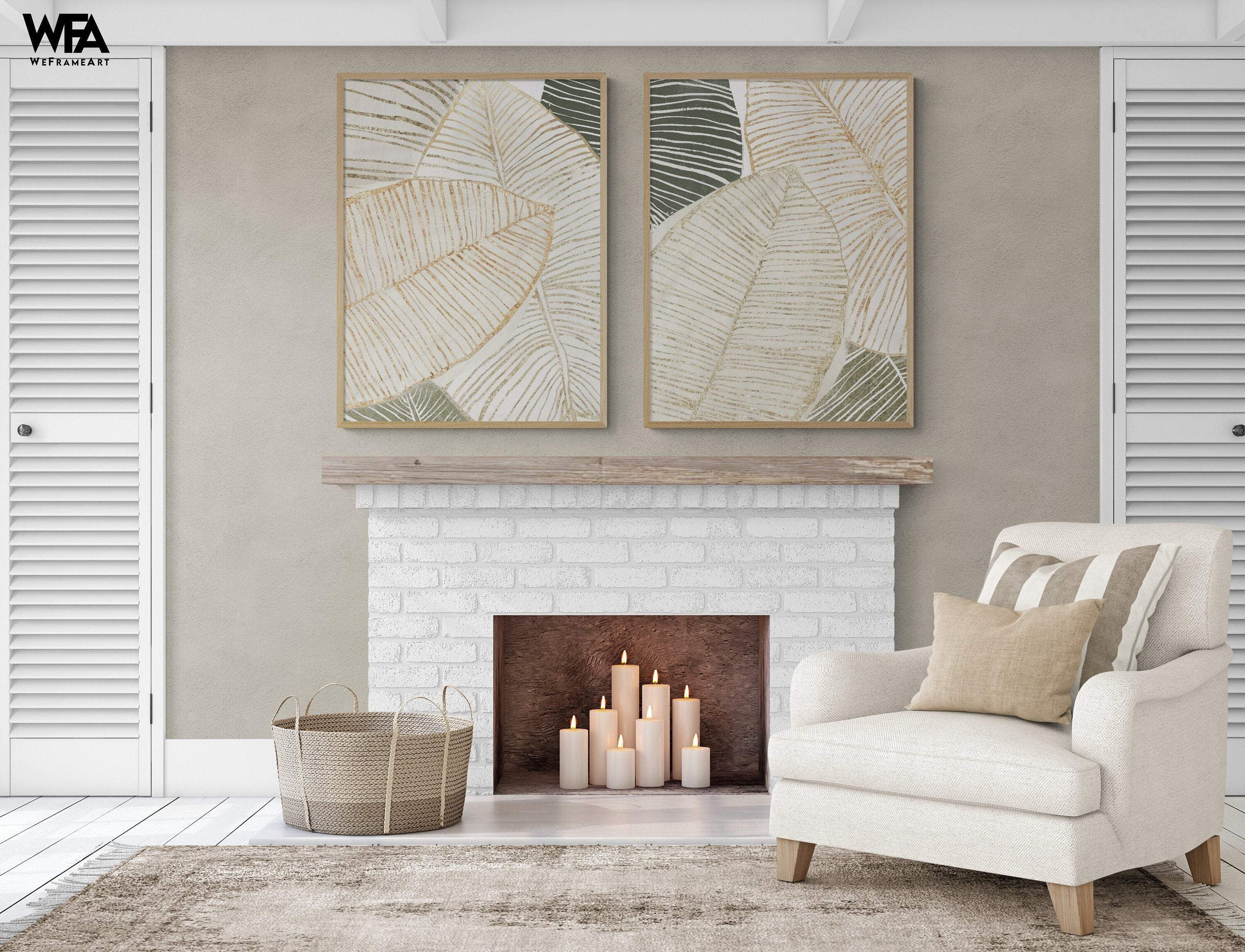 Tropical Leaves Prints, Set of 2 Framed Plants Wall Art, Leaf Wall ...