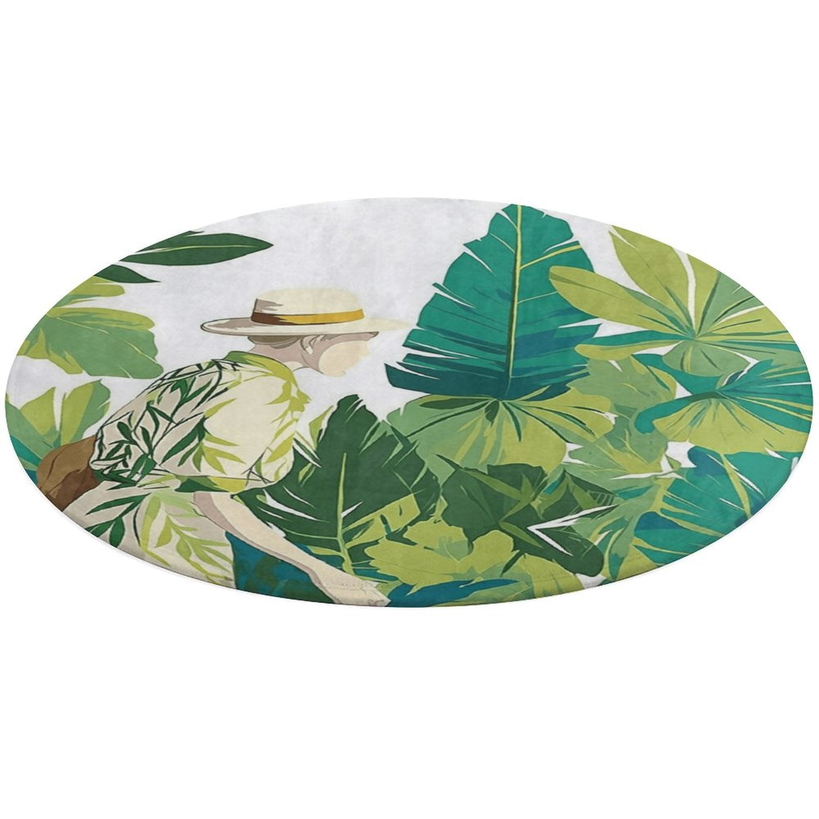 Tropical Leaves Round Carpet Living Room Carpet Modern And Stylish ...