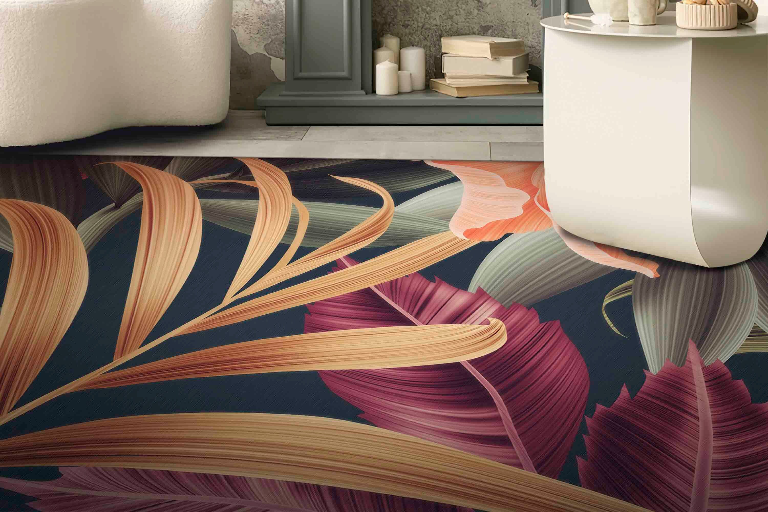 Tropical Leaves Rugs, Bathroom Rug, Kitchen Rugs, Jungle Leaves Rugs ...