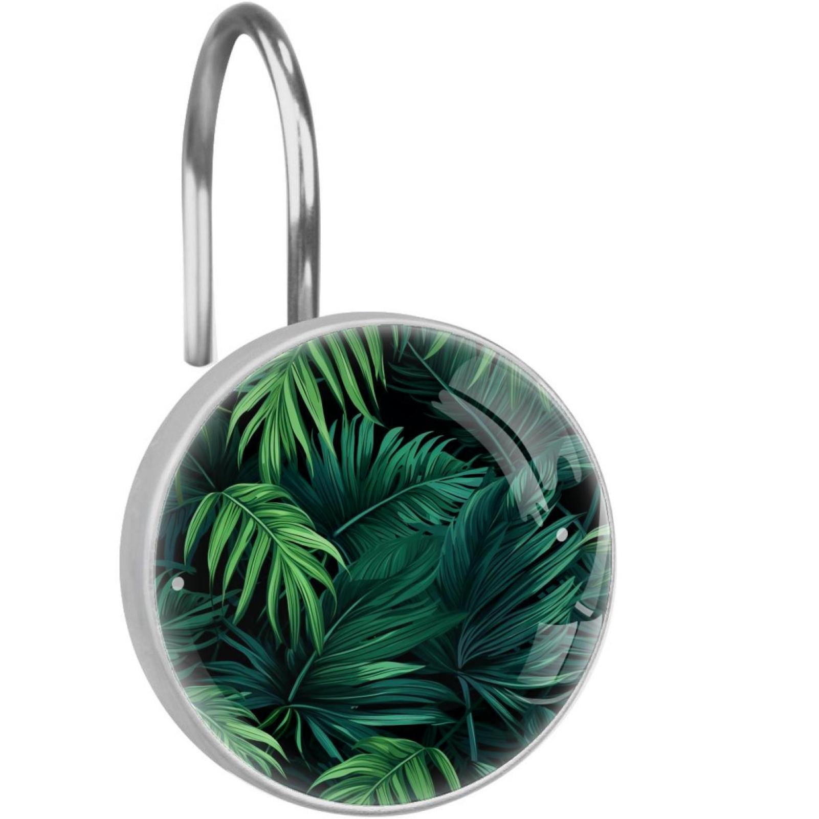 Tropical Leaves Shower Curtain Hooks （Set of 12） for Home Hotel Shower ...