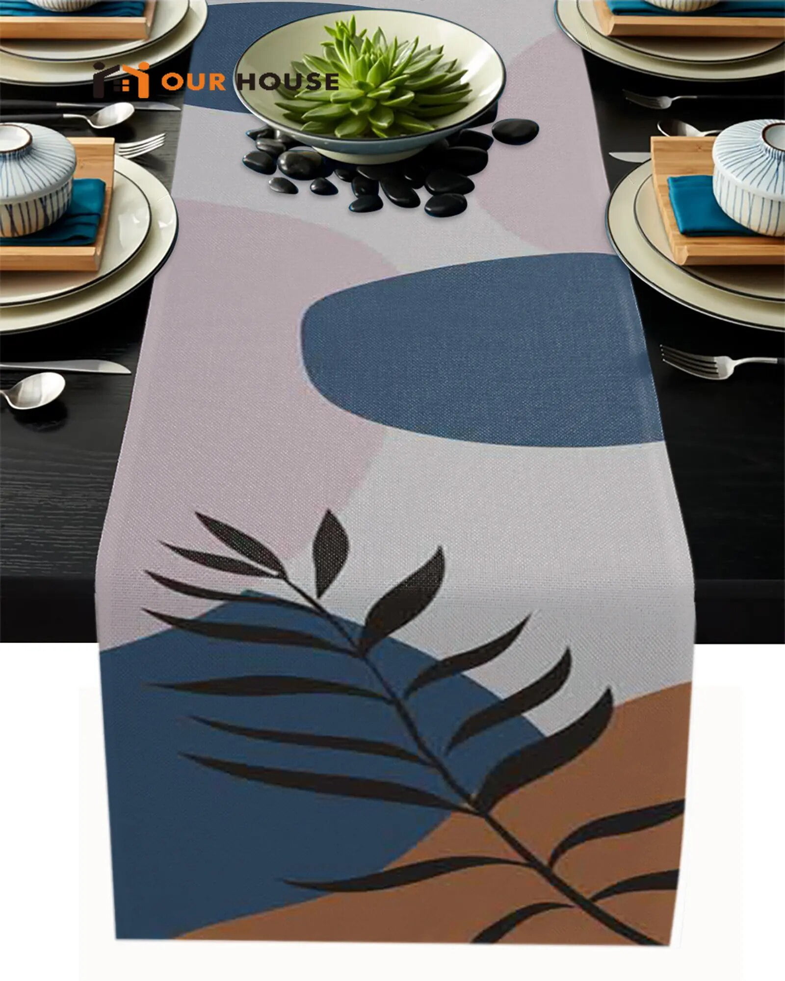 Tropical Leaves Silhouette Mats Table Runner for Coffee Home Kitchen ...