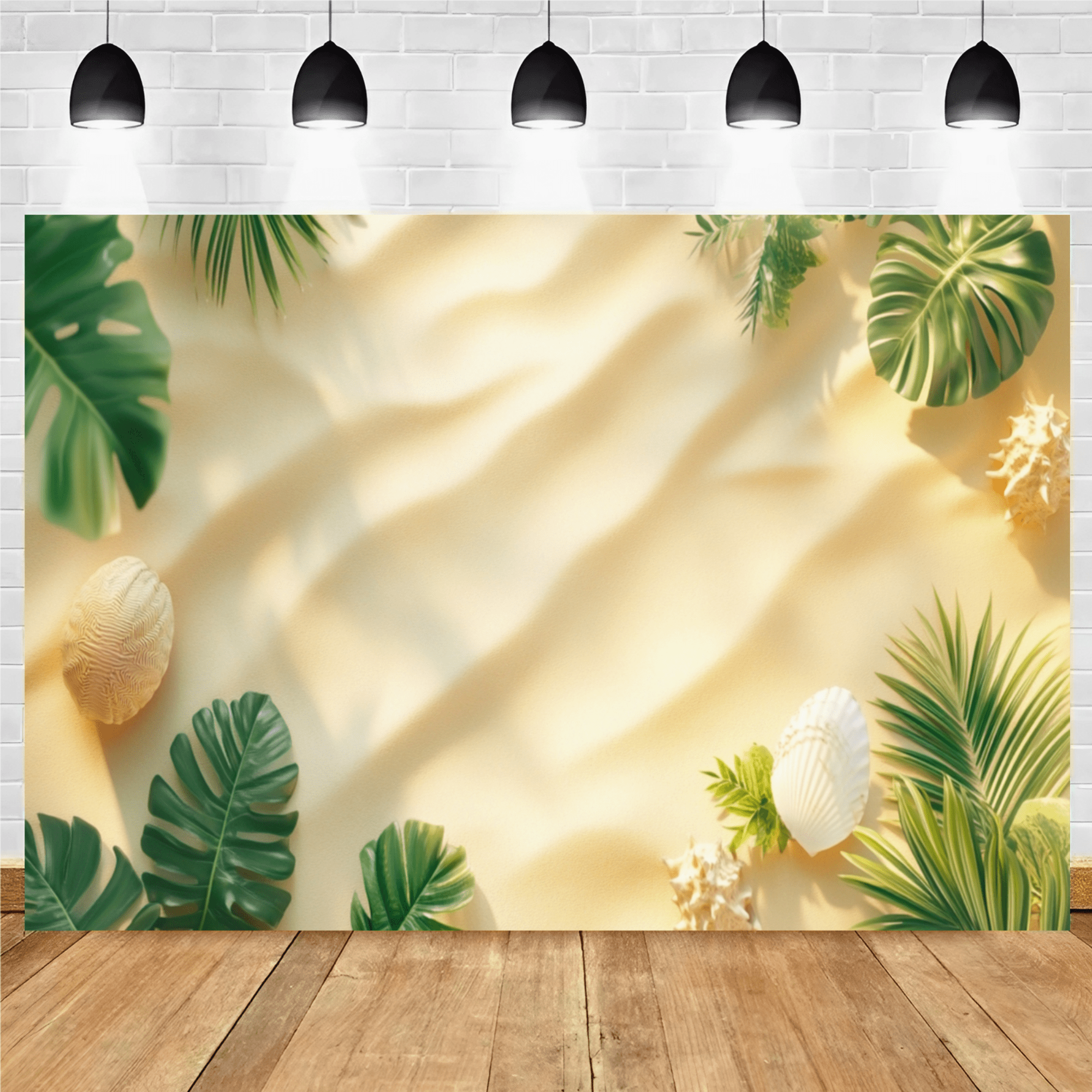 Tropical Leaves and Shells Pattern Natural Scenic Backdrops Summer ...