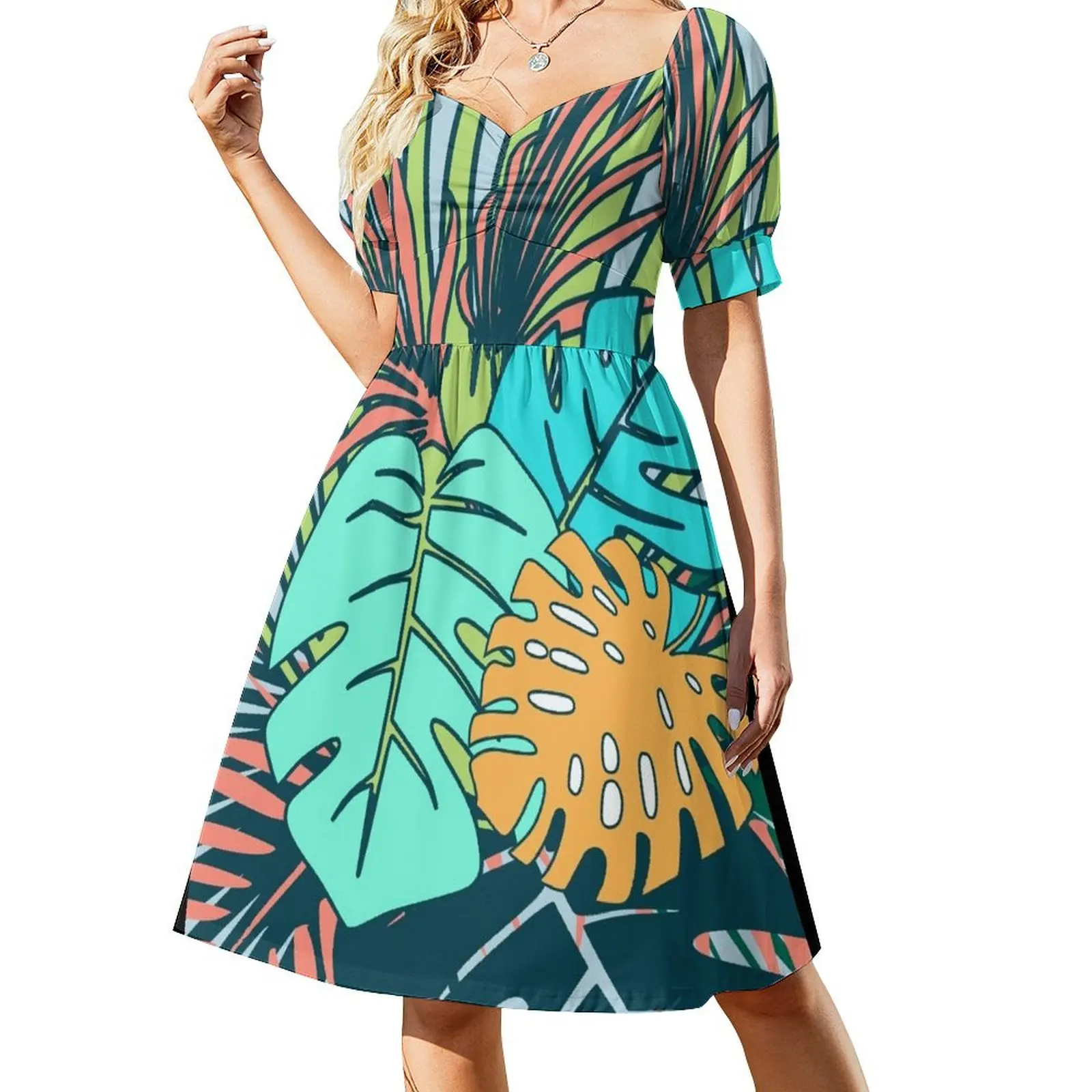 Tropical Leaves blue Dress elegant dresses for women Elegant gowns prom ...