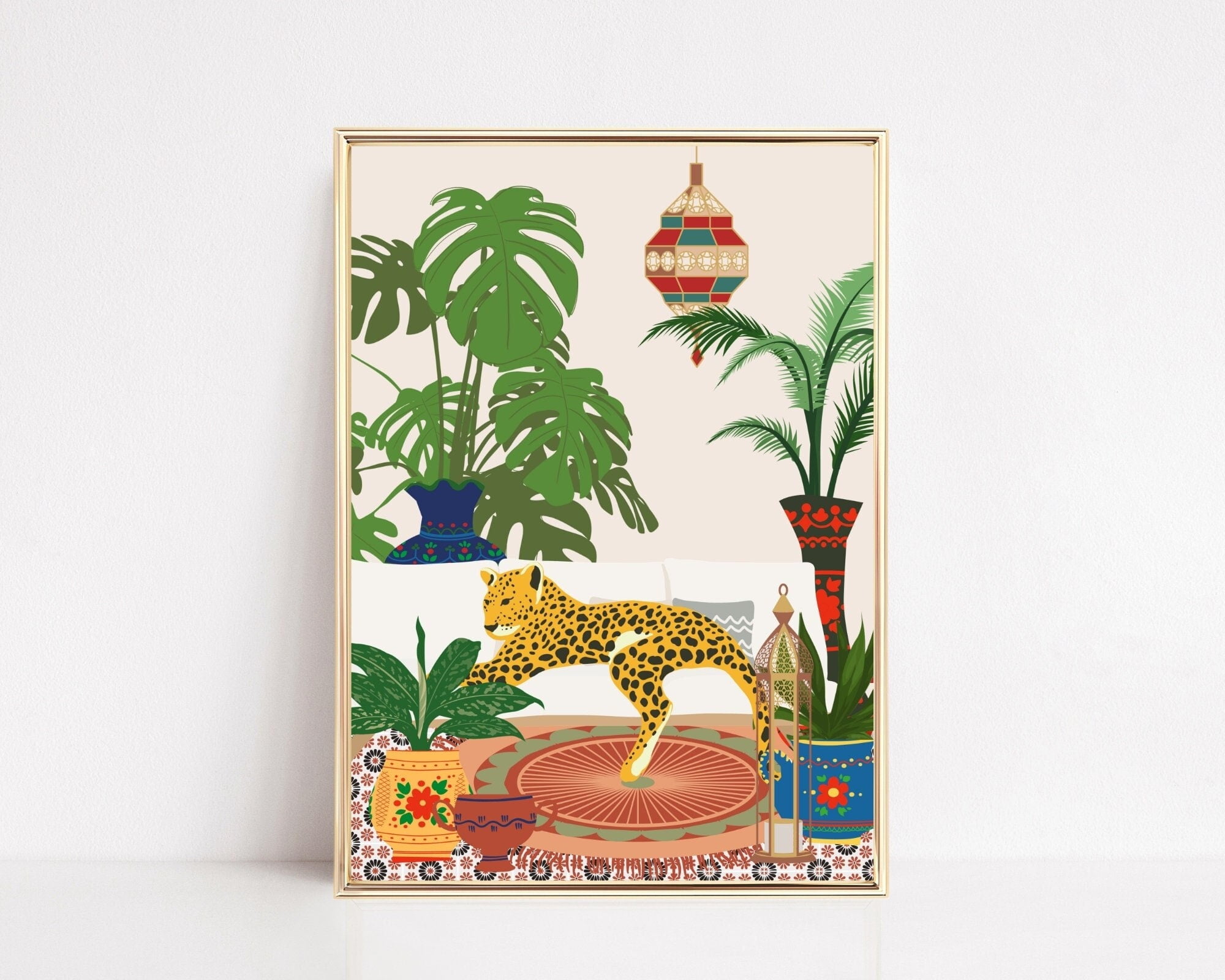 Tropical Leopard Botanical Print Jungle Safari Maximalist Gallery Big ...