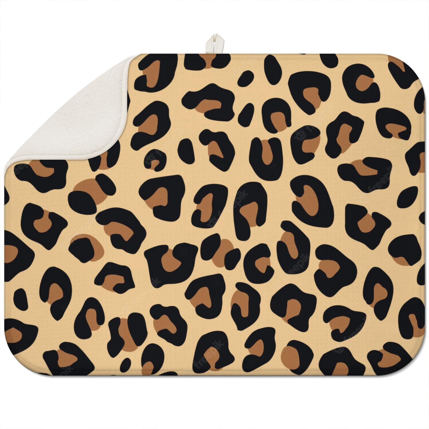Tropical Leopard Pattern Dish Mat – Exotic Animal Print Design, Vibrant ...