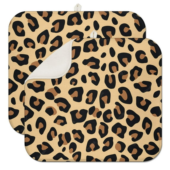 Tropical Leopard Pattern Dish Mat – Exotic Animal Print Design, Vibrant ...