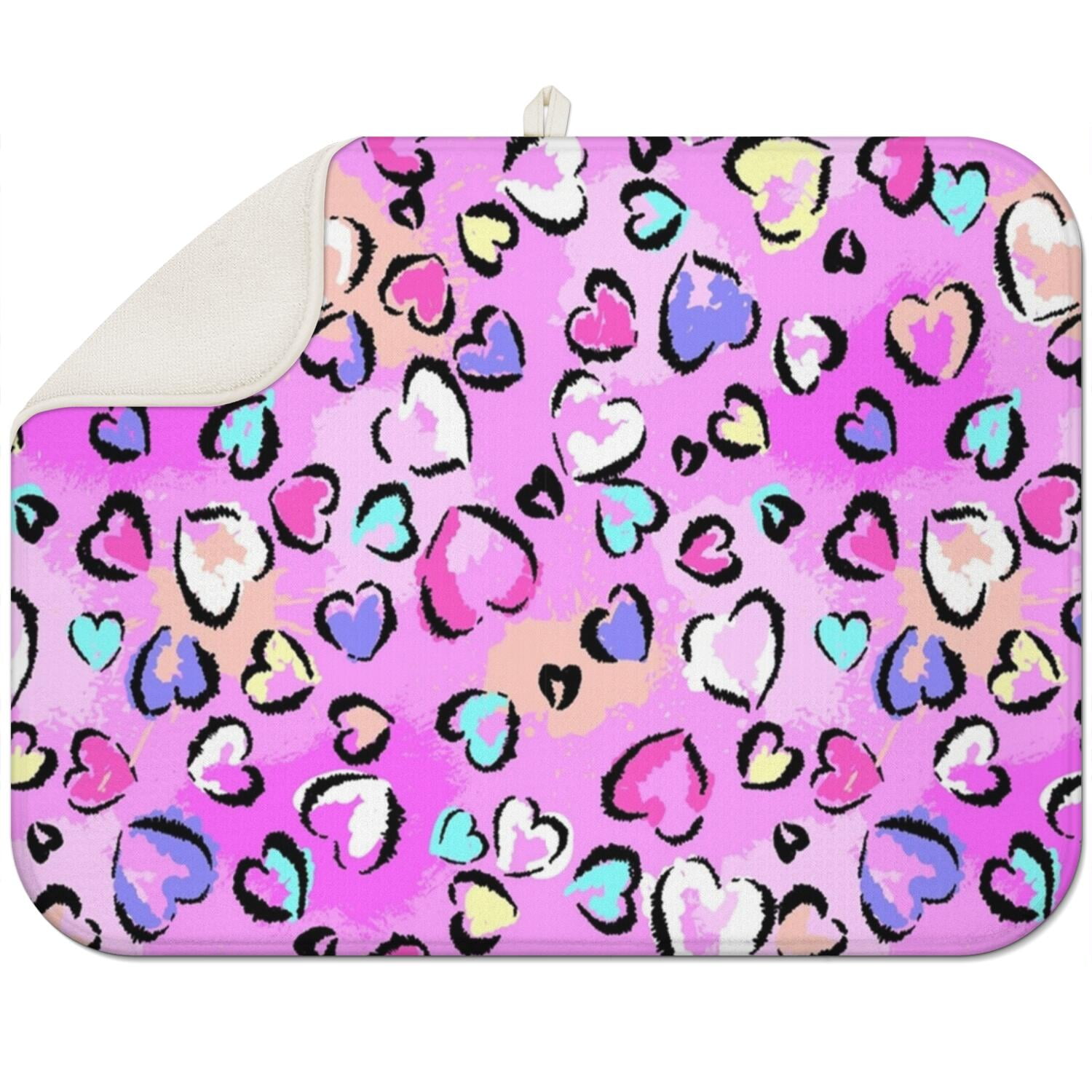 Tropical Leopard and Flowers Dish Mat - Romantic Cheetah Print ...