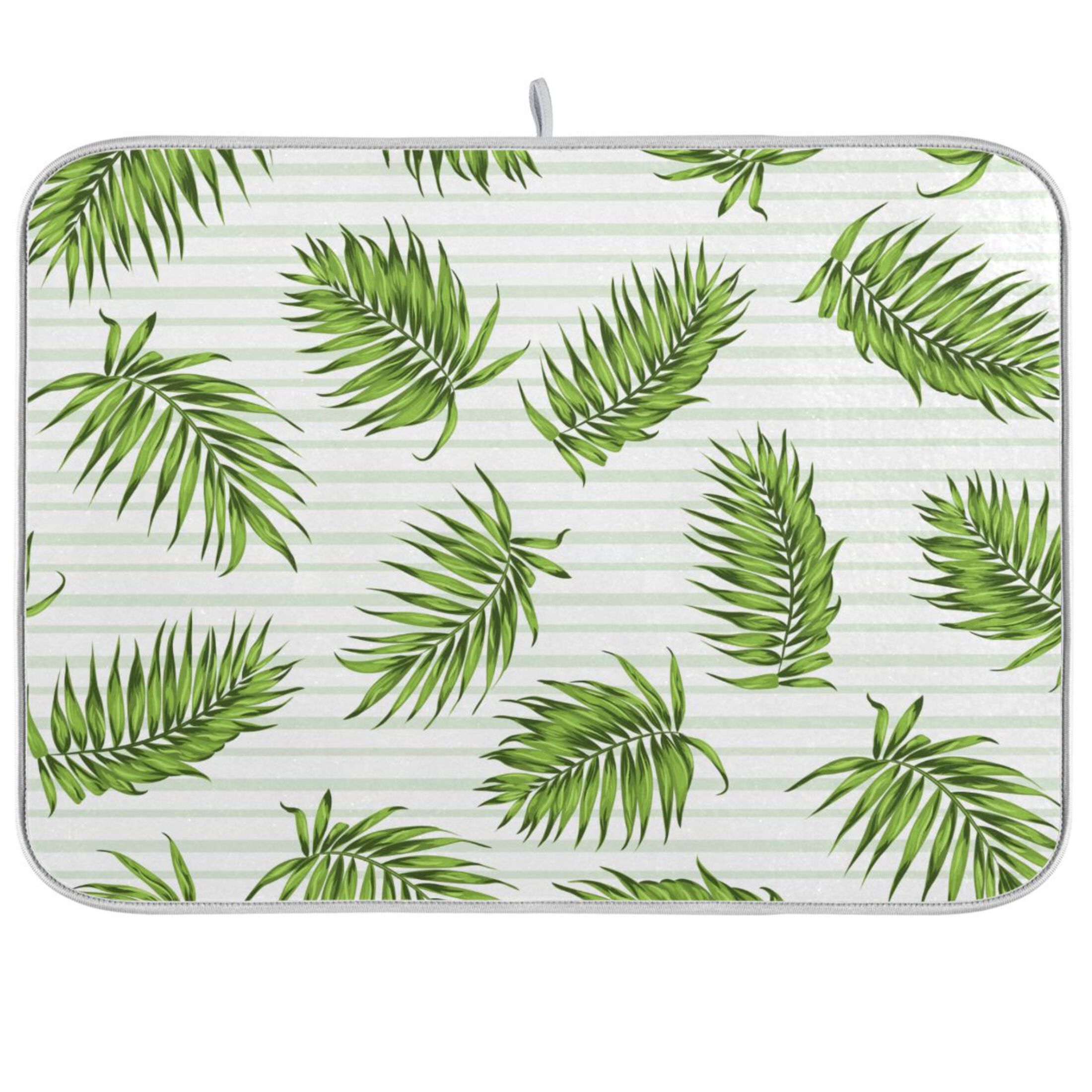 Tropical Light Green Palm Tree Branch Leaves Dish Drying Mat Microfiber ...