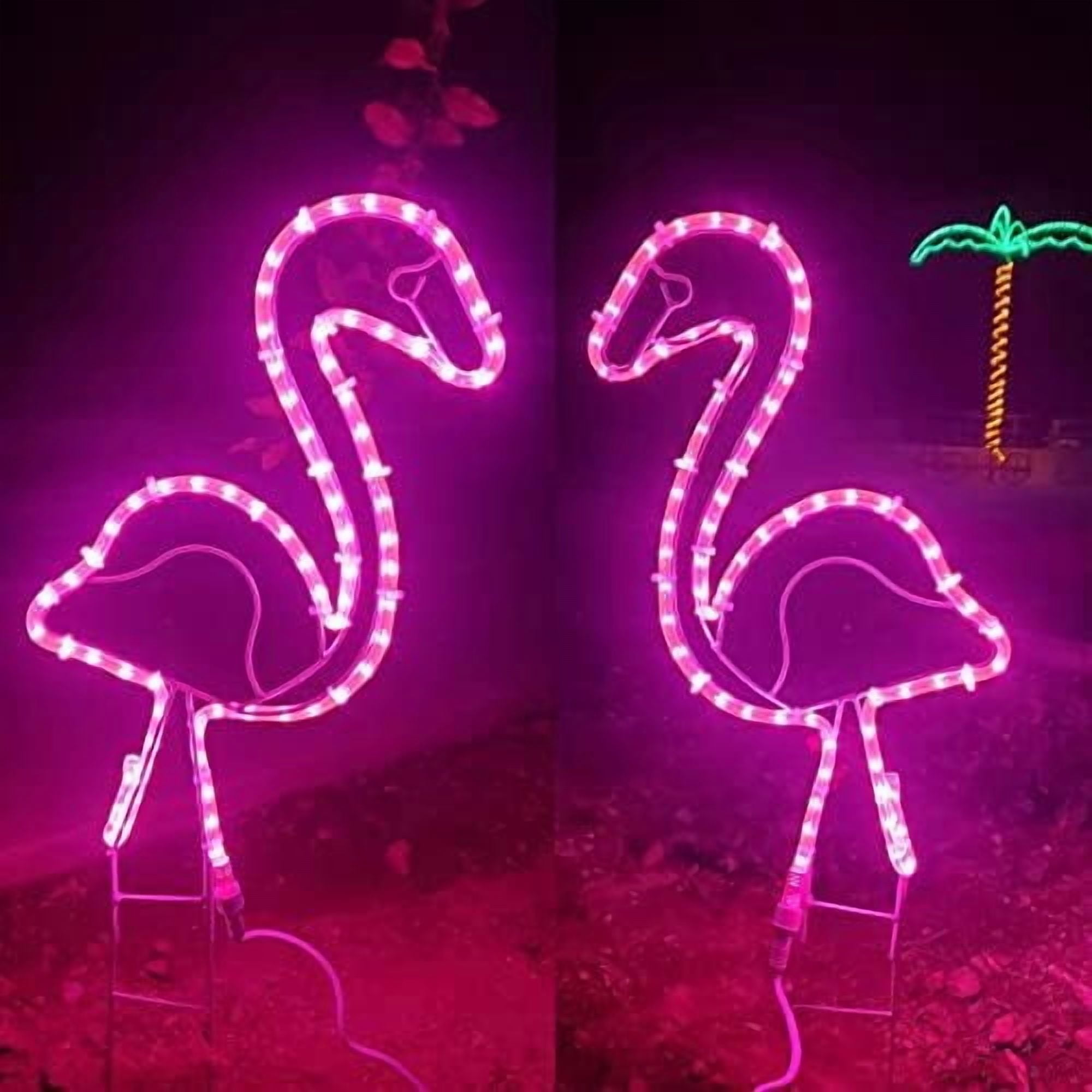Tropical Lighted Pink Flamingo Rope Light Outdoor Yard Art Decoration ...