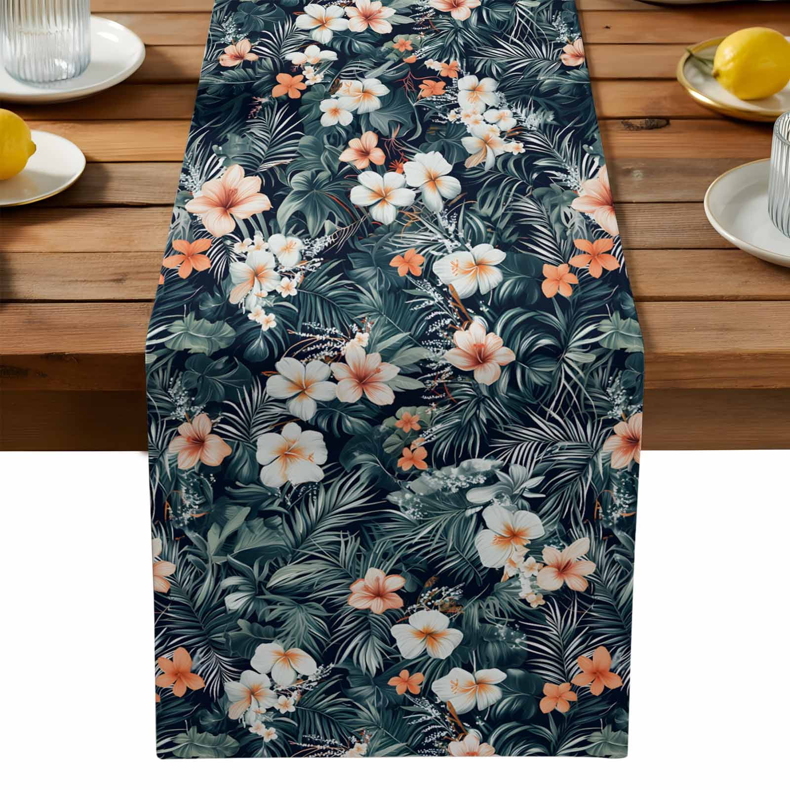Tropical Lily Flower Jungle Leaves Table Runners 13x70 Inches Long ...
