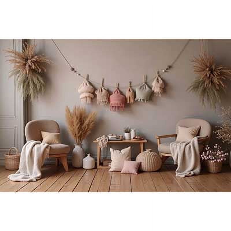 Tropical Living Room Photo Backdrop Bohemian Sofa Bch Chair Drapes ...
