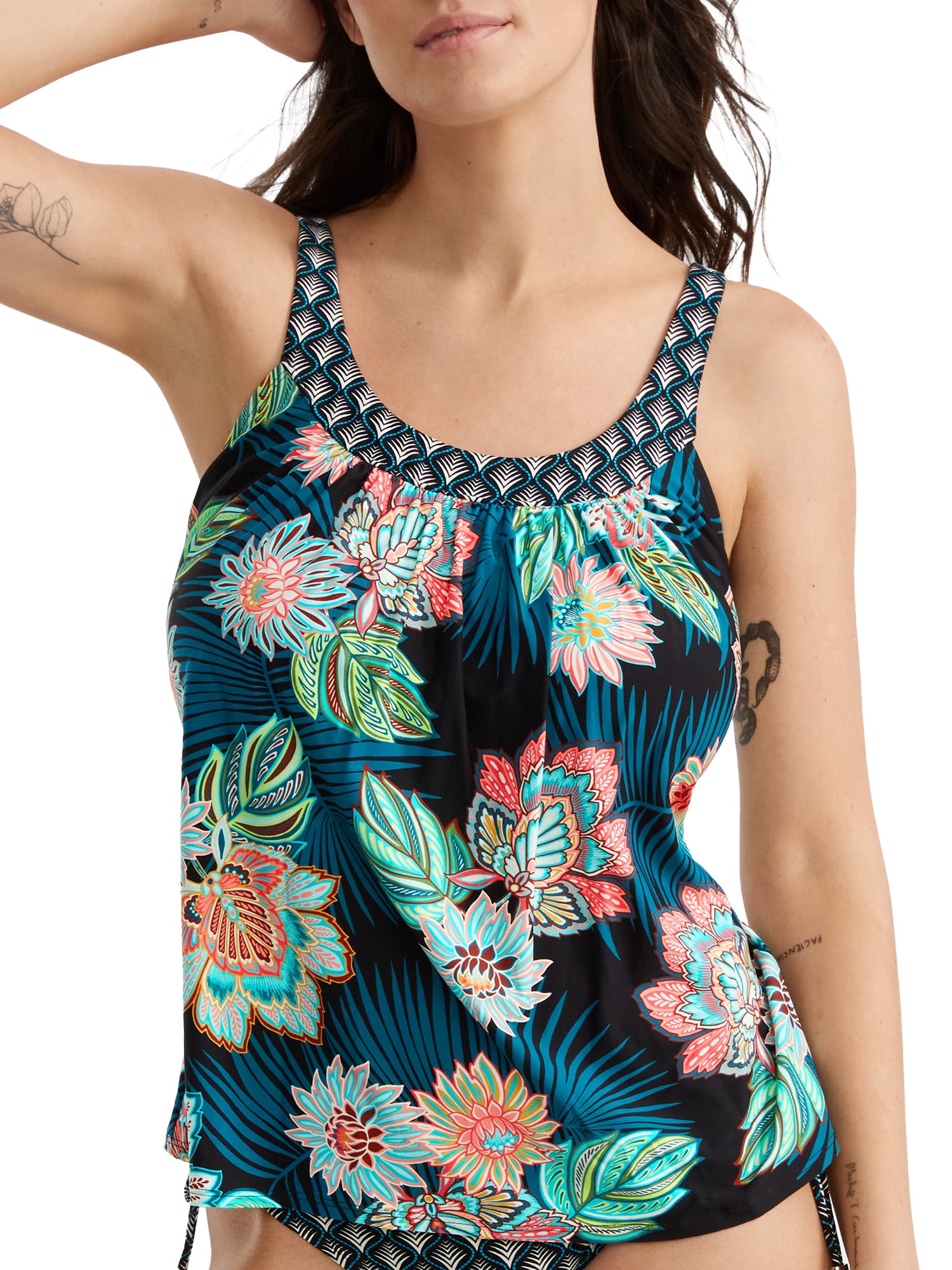 Tropical Lotus Ultra Fit Underwire Tankini Top Swimsuit - Walmart.com