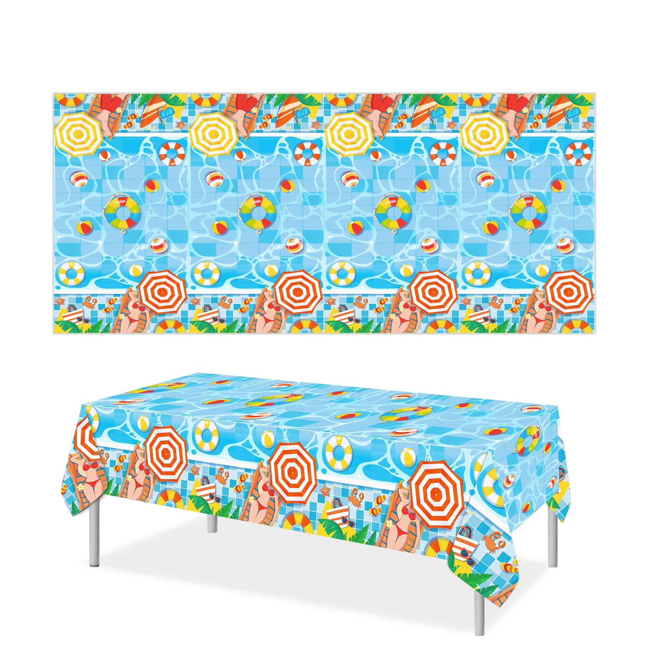 Tropical Luau Table Covers - Set of 3 Plastic Tablecloths for Beach ...