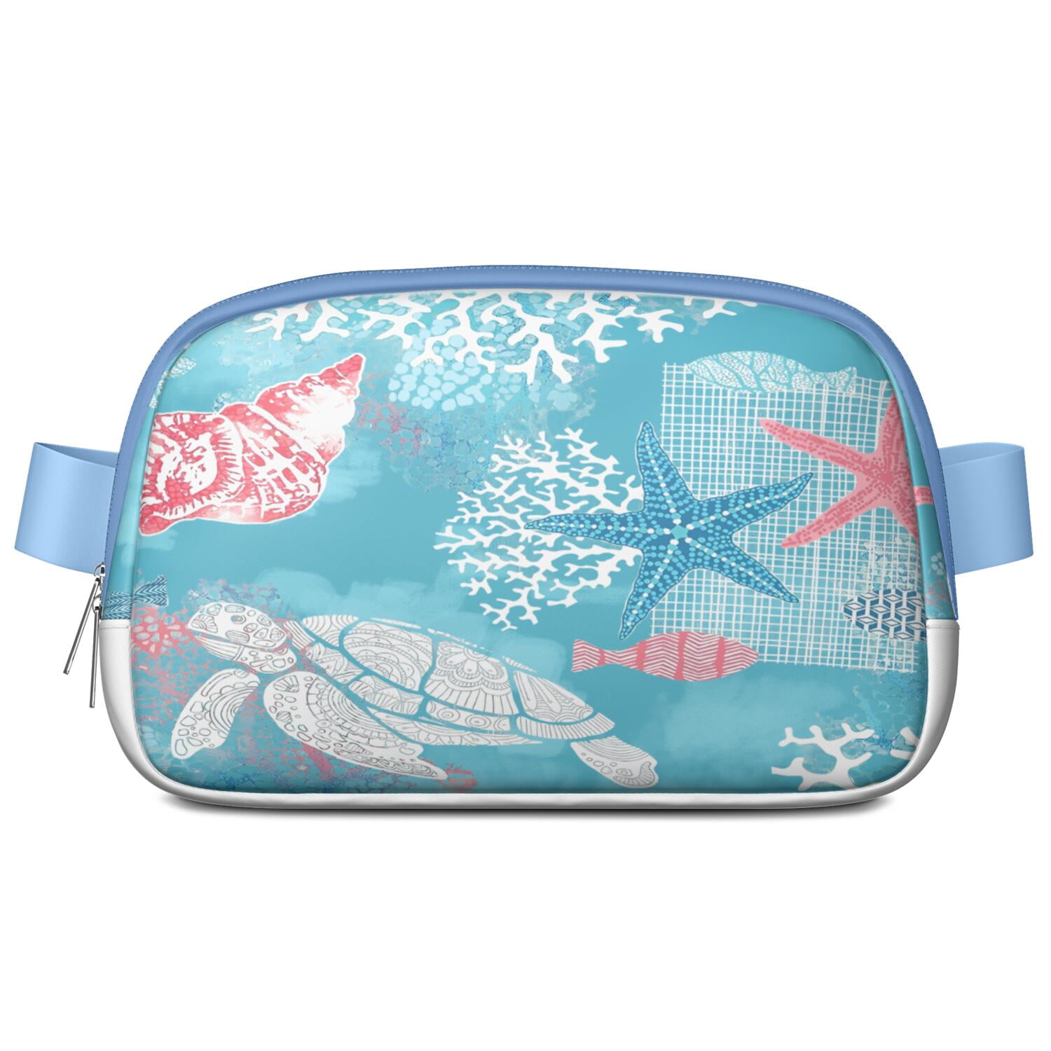 Tropical Marine Life Fanny Pack – Cute Sea Turtle Print Waist Bag with ...